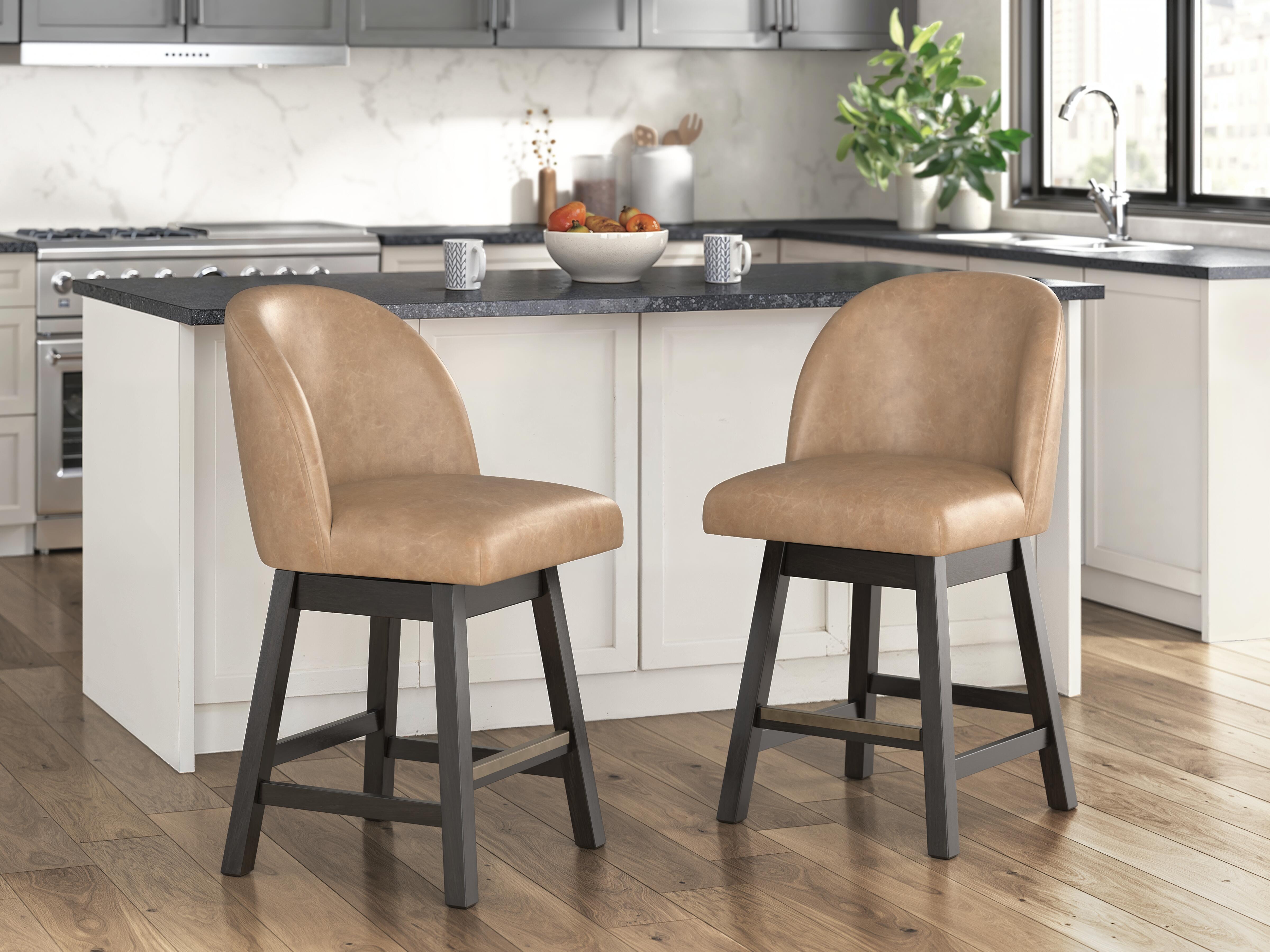 Click here for Neymorton Counter Height Barstool Leather  Dark Gr... prices
