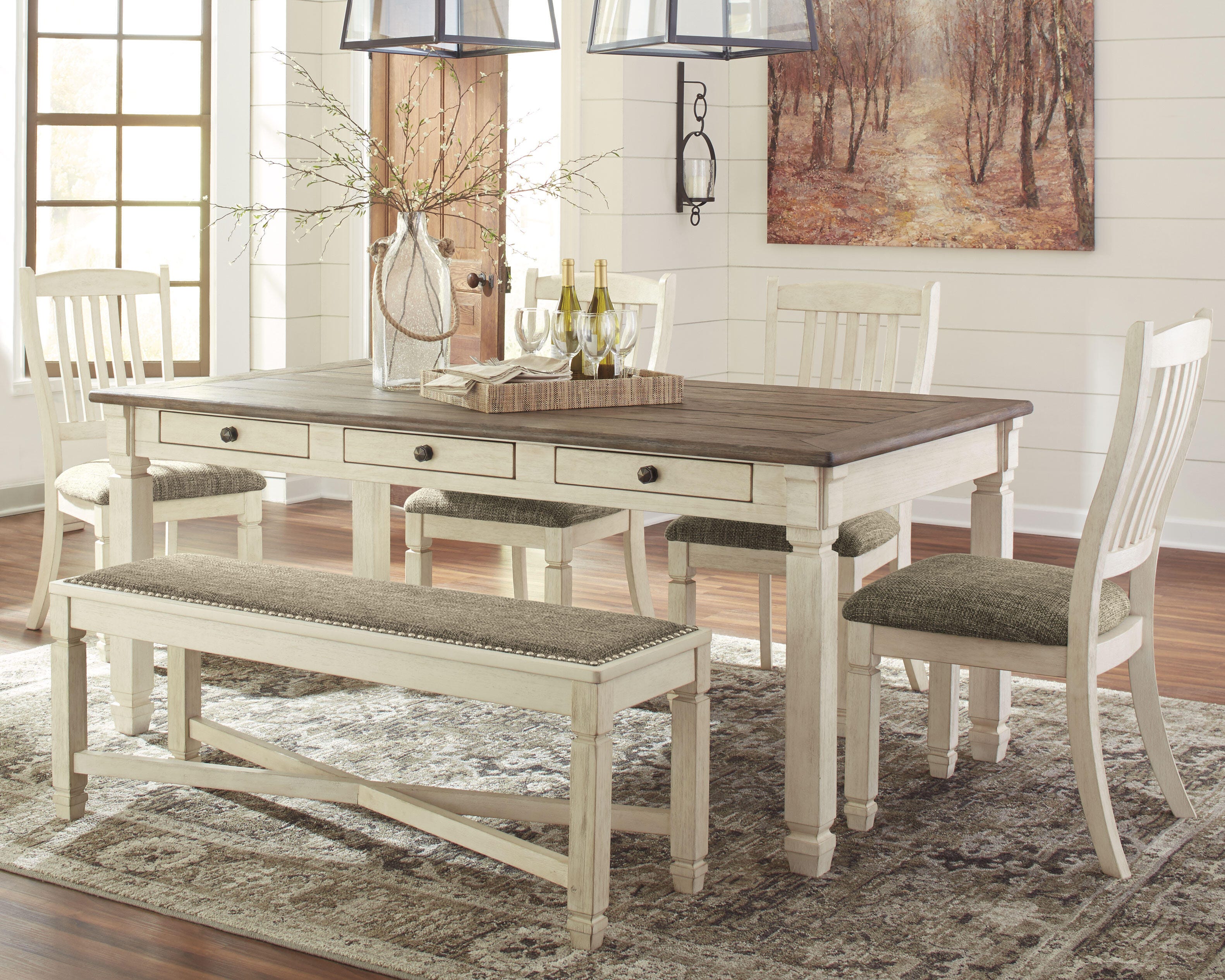 Click here for Bolanburg Dining Table and 4 Chairs and Bench  Two... prices