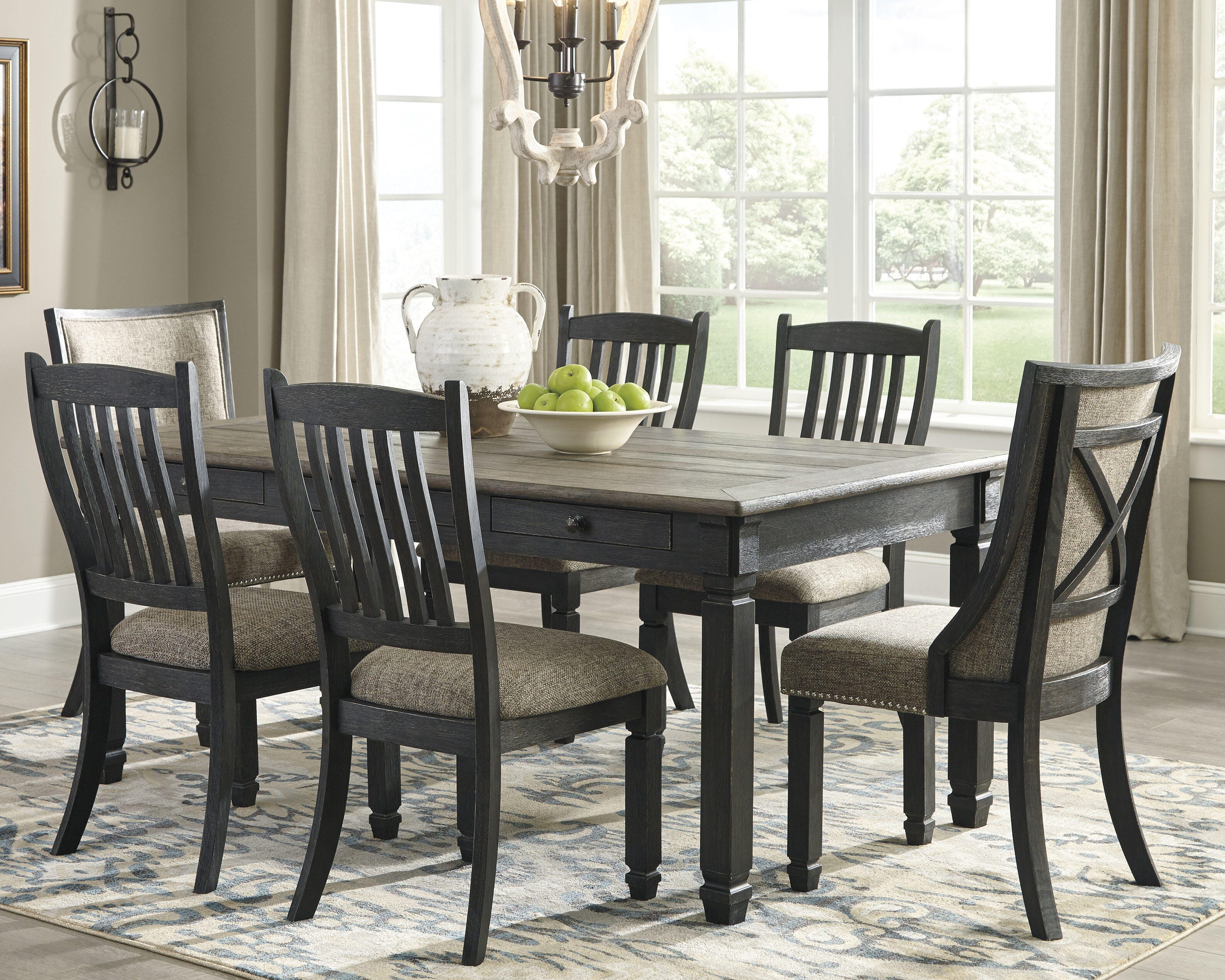 Click here for Tyler Creek Dining Table and 6 Chairs  Black/Gray prices
