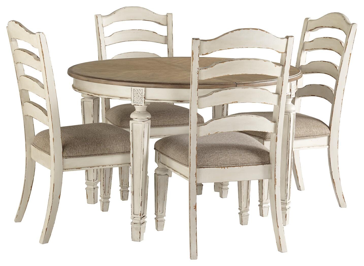 Click here for Realyn Dining Table and 4 Chairs  Chipped White prices