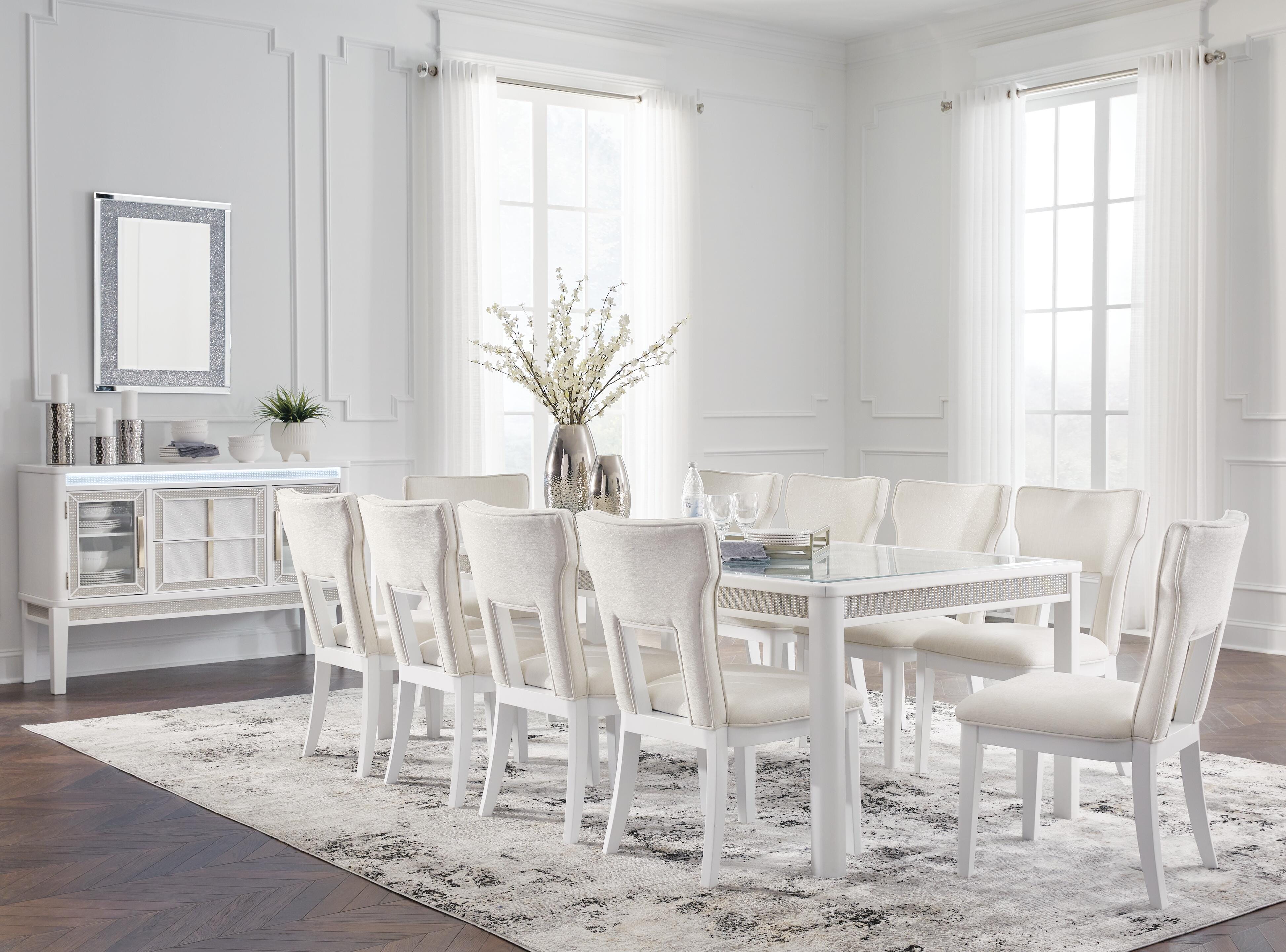 Click here for Chalanna Dining Table and 10 Chairs  White prices