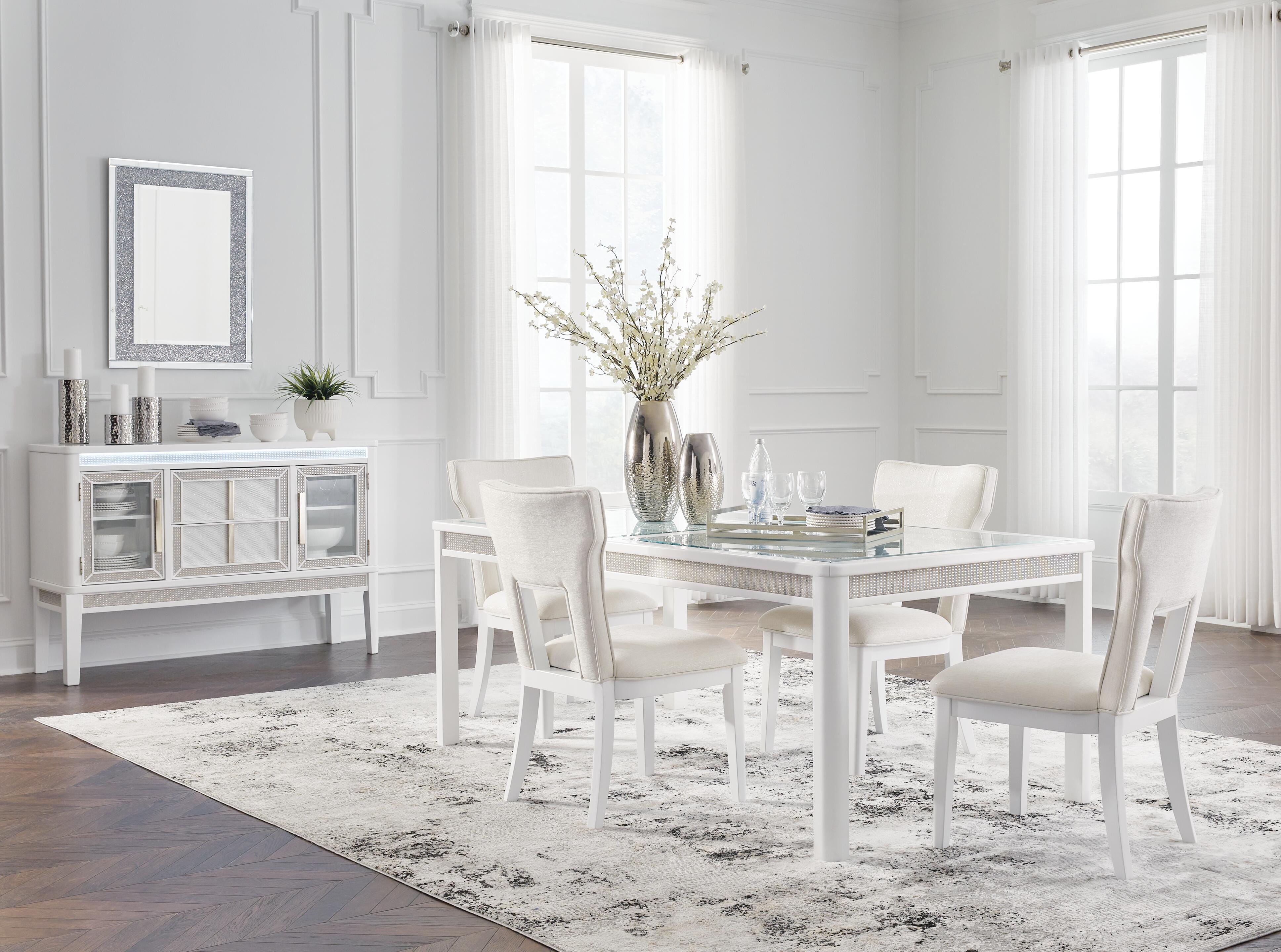 Click here for Chalanna Dining Table and 4 Chairs  White prices