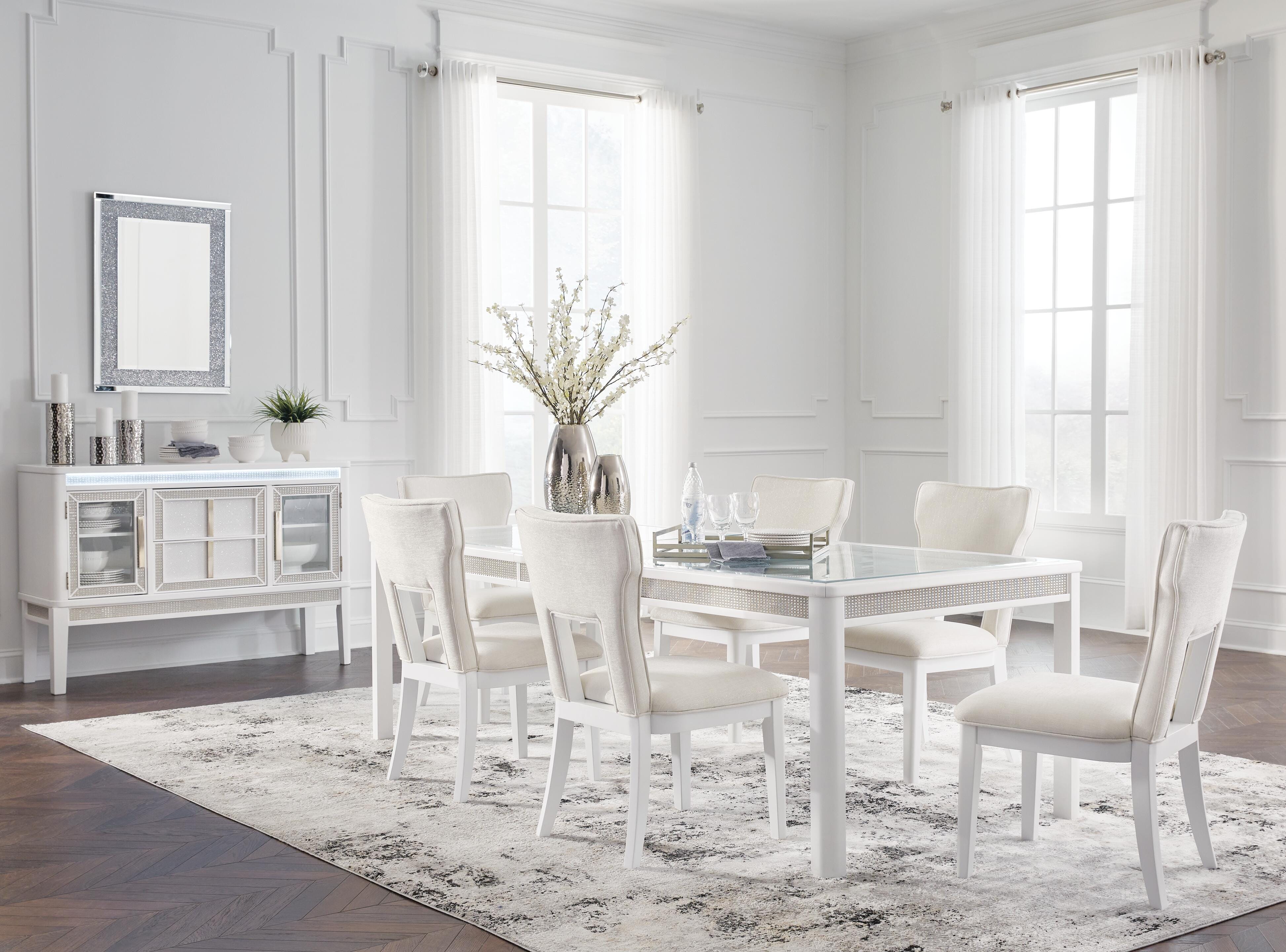 Click here for Chalanna Dining Table and 6 Chairs  White prices