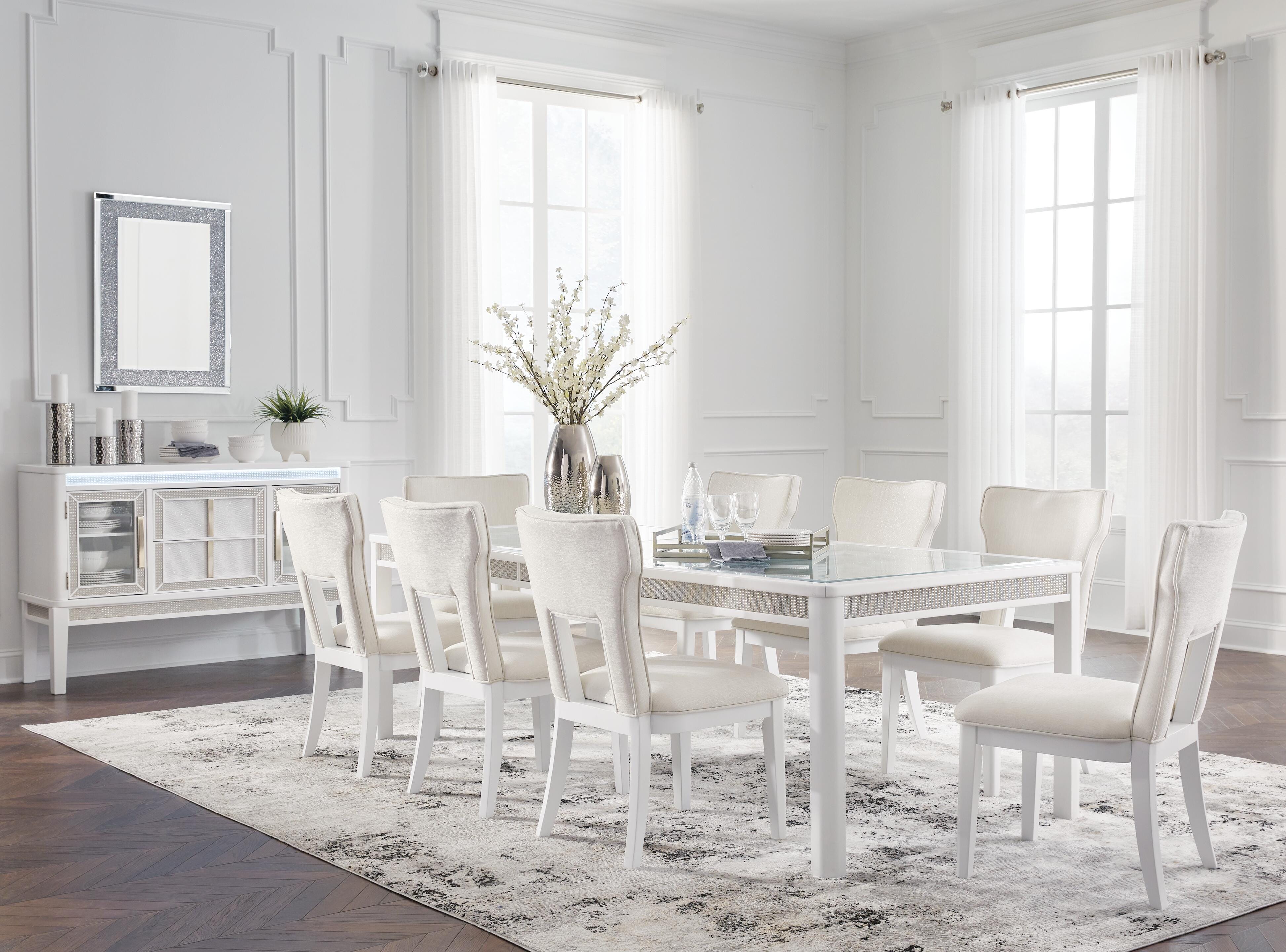 Click here for Chalanna Dining Table and 8 Chairs  White prices