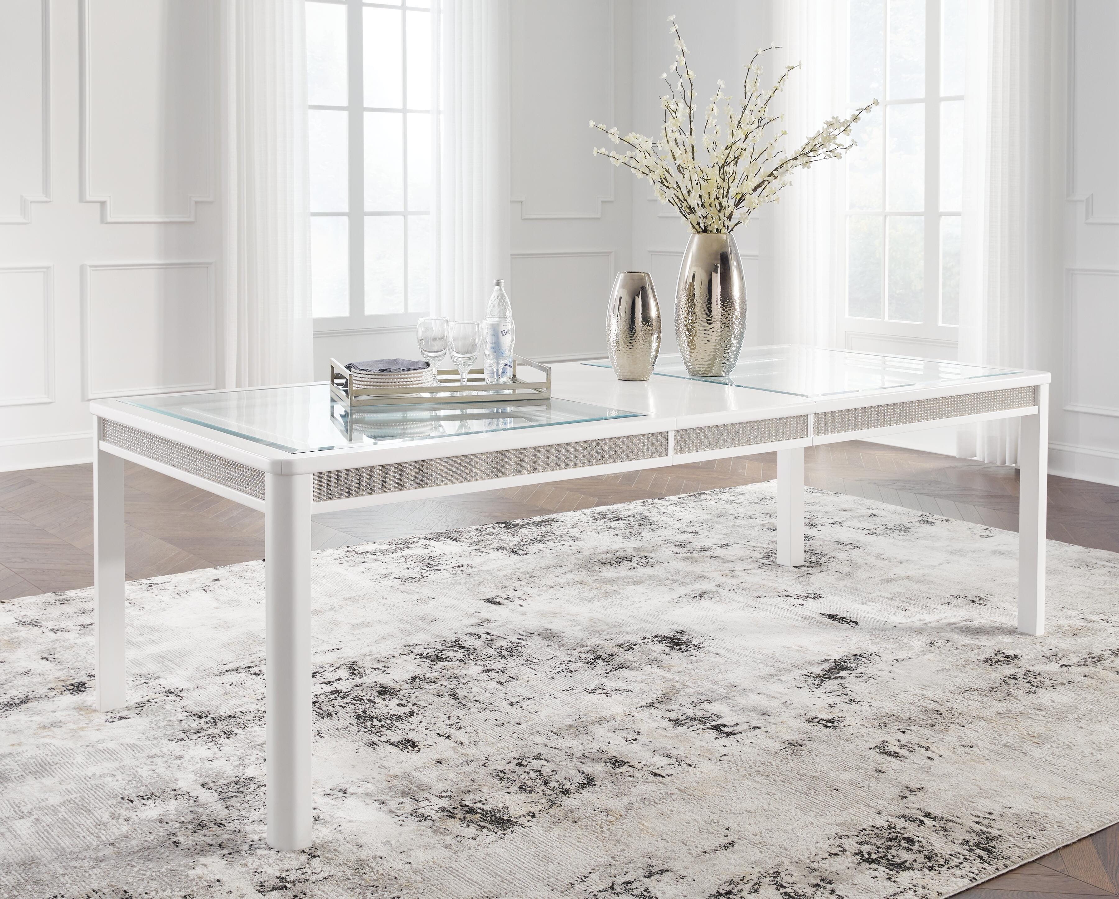 Click here for Chalanna 78-96 Extendable Dining Table  White  Gla... prices