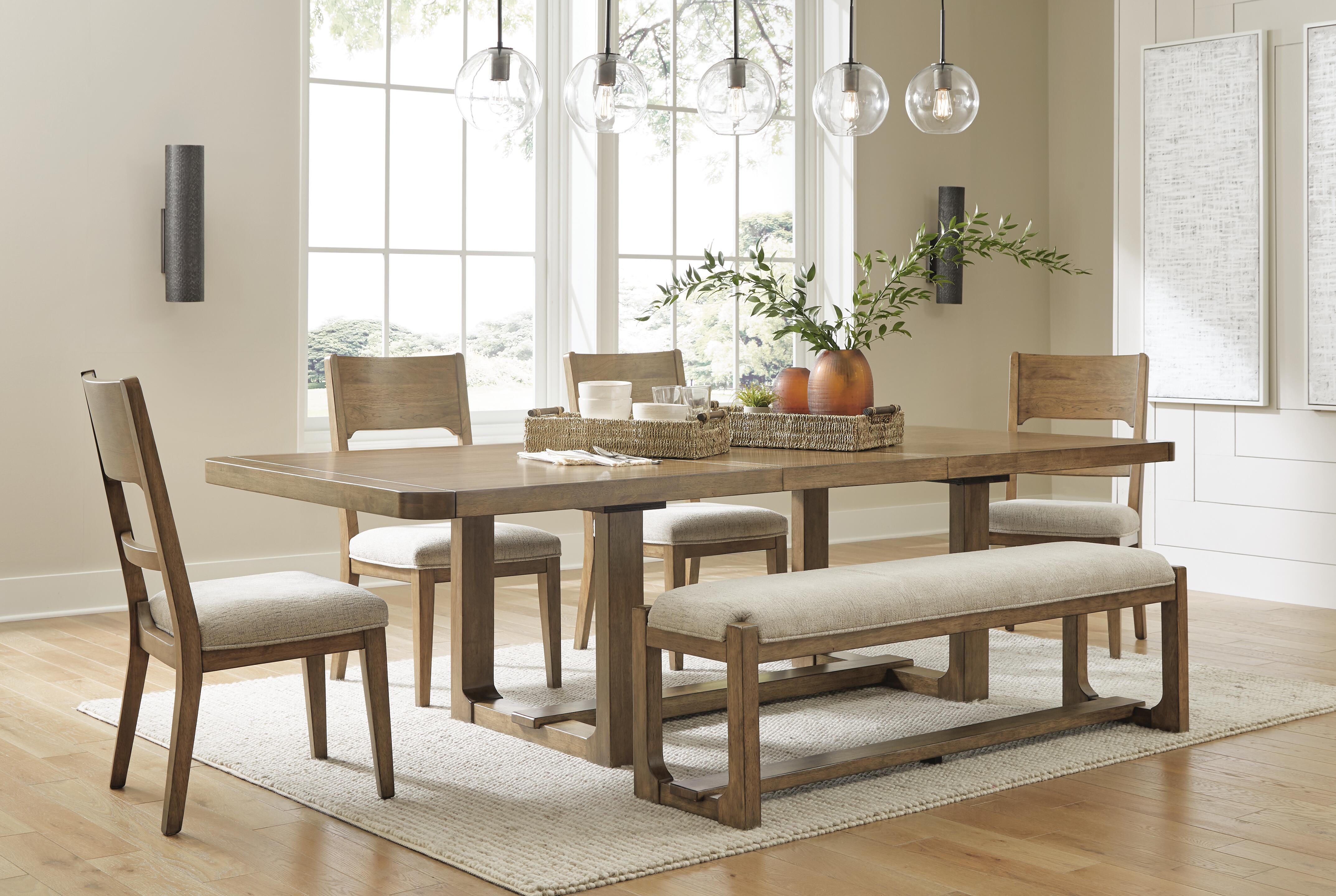 Click here for Cabalynn Dining Table and 4 Chairs and Bench  Ligh... prices