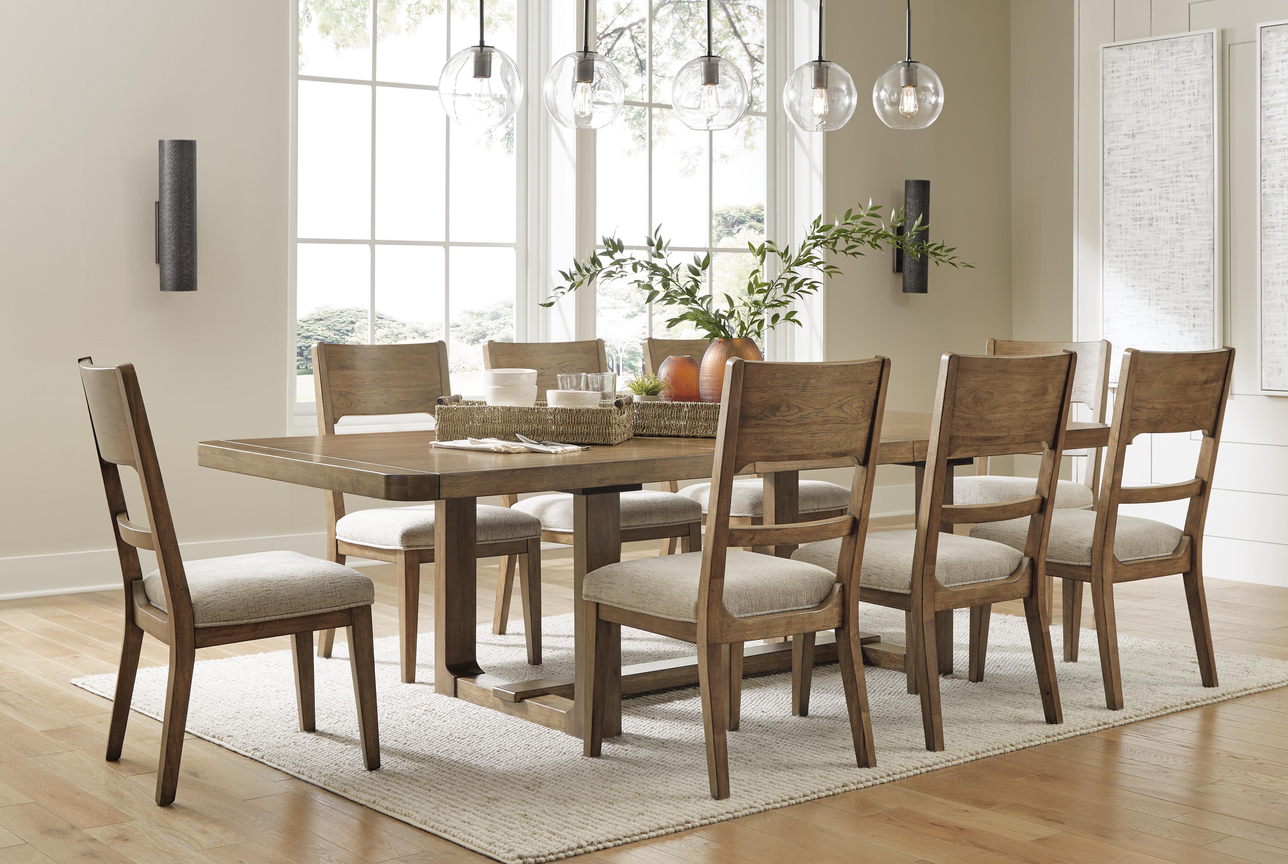Click here for Cabalynn Dining Table and 8 Chairs  Light Brown prices