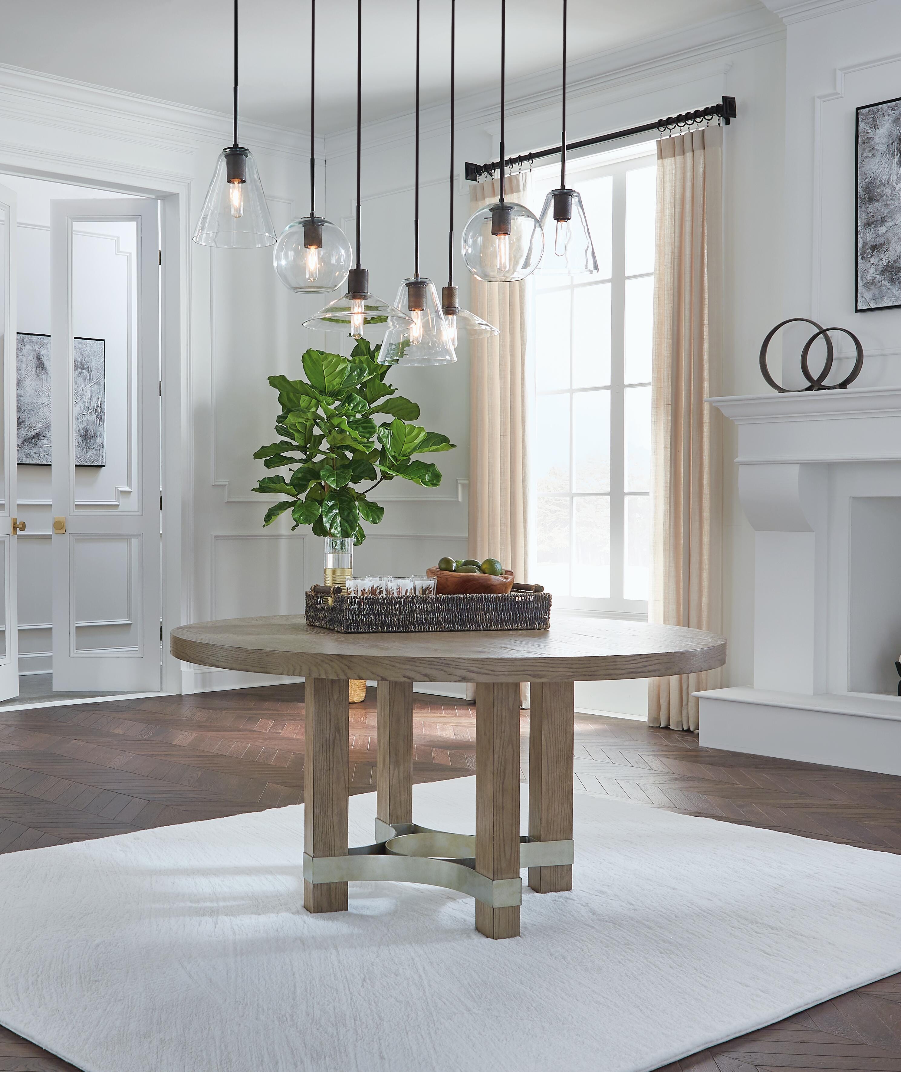 Click here for Chrestner Round Dining Table  Gray  Wood prices