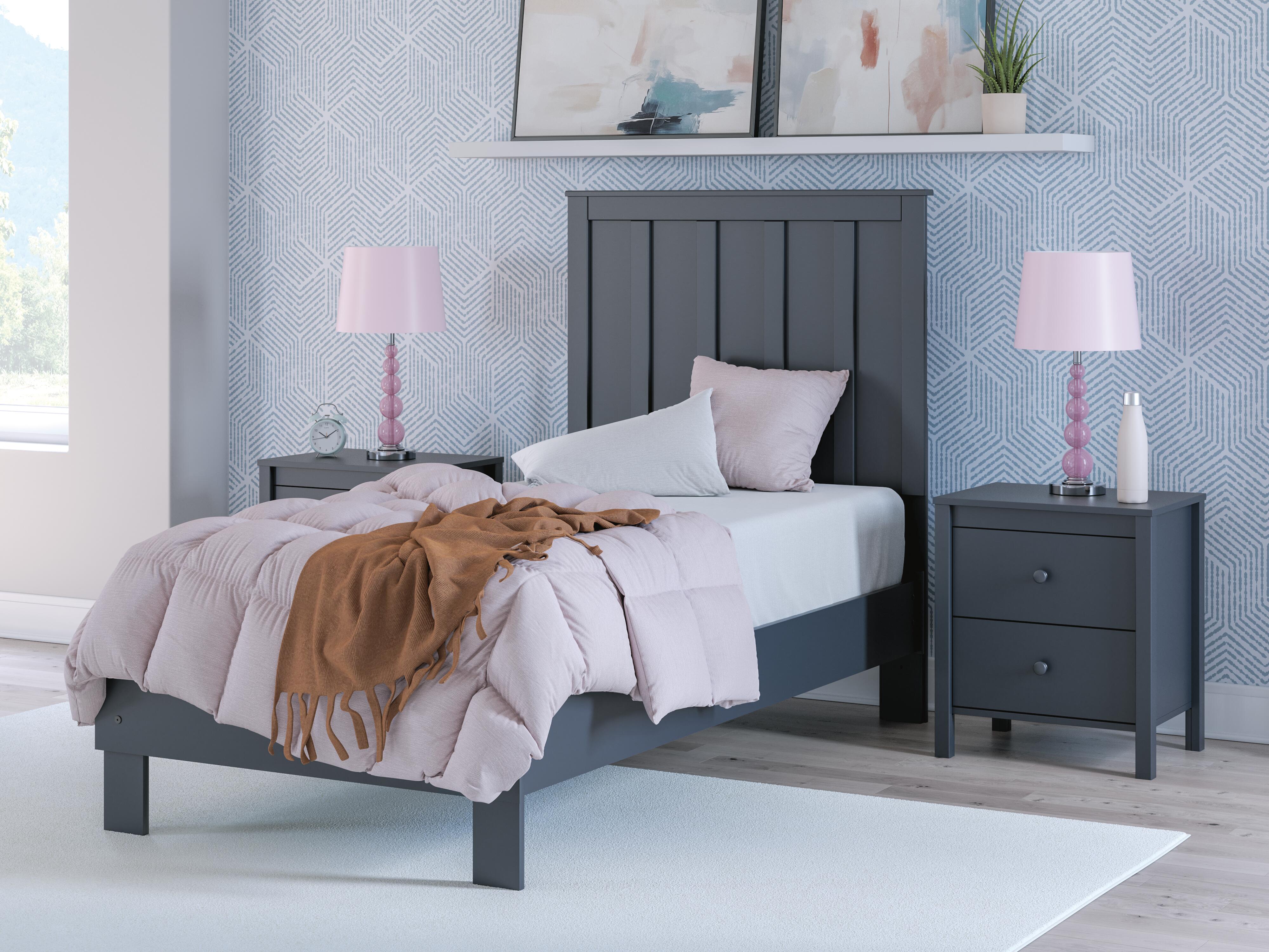 Click here for Simmenfort Twin Platform Bed with Headboard  Navy... prices