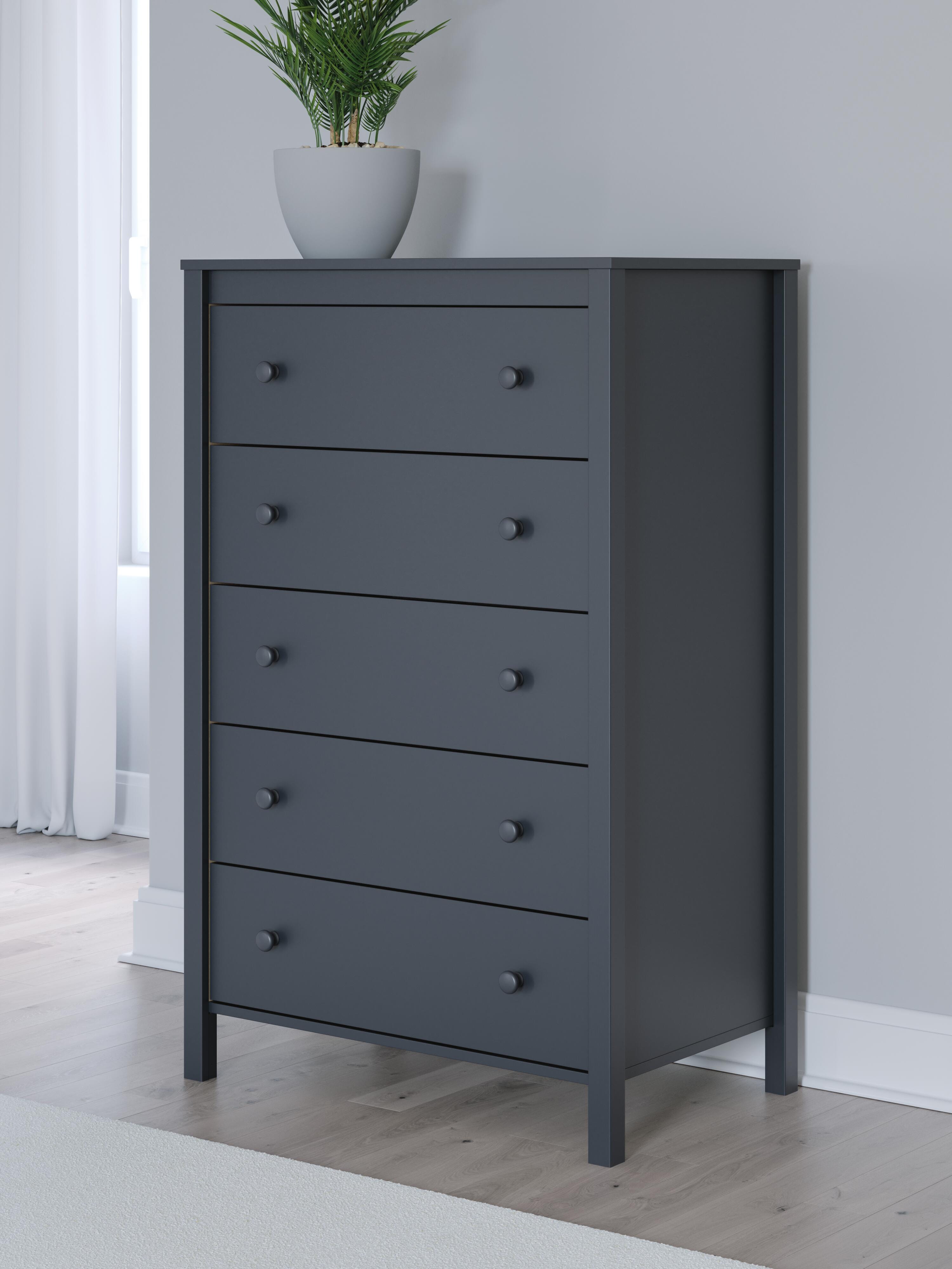 Click here for Simmenfort 5 Drawer Chest of Drawers  Navy Blue prices