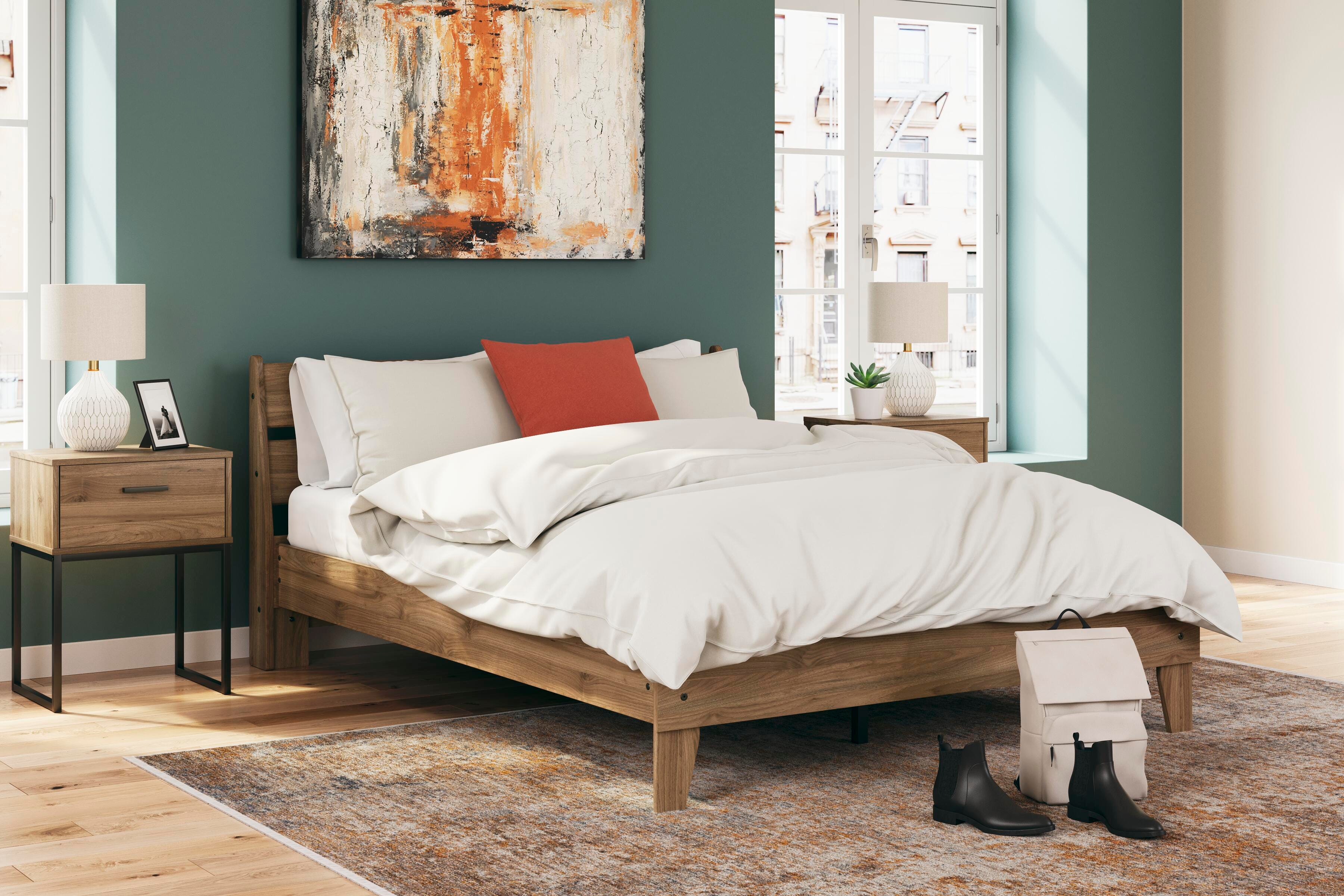 Click here for Deanlow Queen Platform Panel Bed  Honey prices