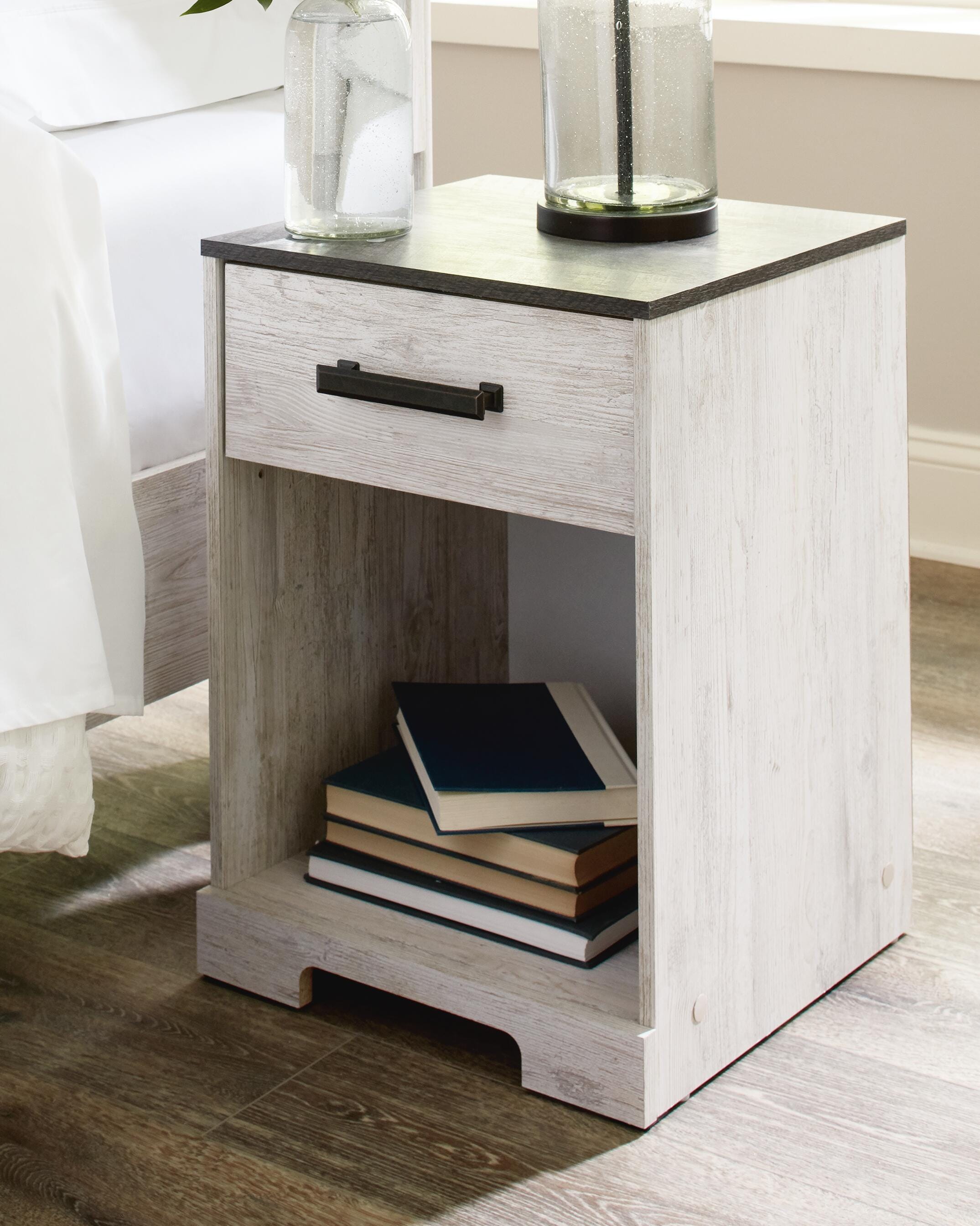Click here for Shawburn 16 Nightstand  Whitewash/Charcoal Gray prices