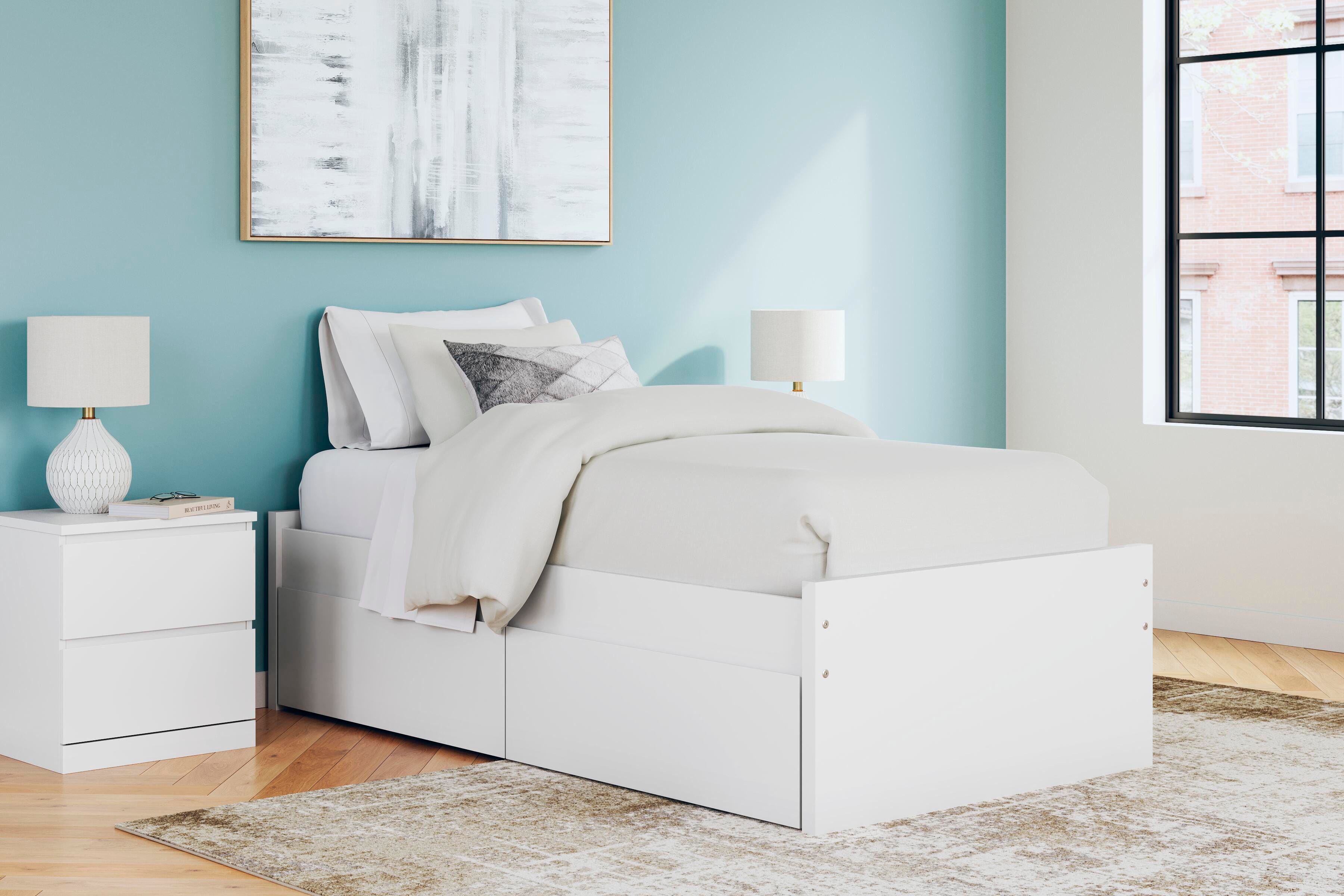 Click here for Onita Twin Platform Bed with 1 Side Storage  White prices
