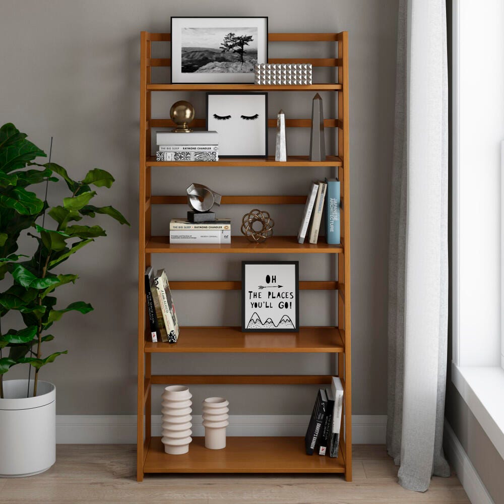 Click here for Simpli Home Acadian Ladder Shelf Bookcase  Light G... prices