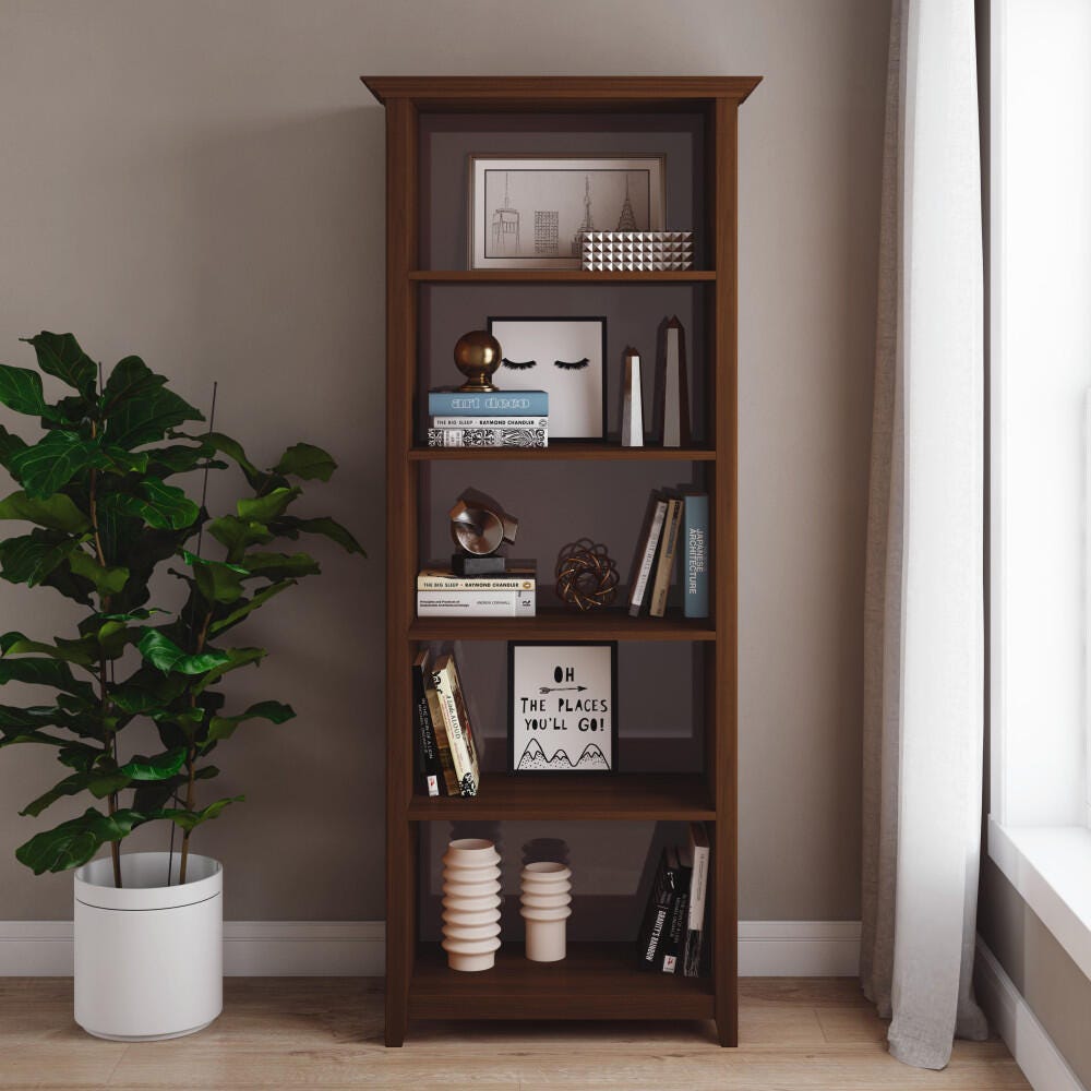 Click here for Simpli Home Amherst 5 Shelf Bookcase  Russet Brown prices