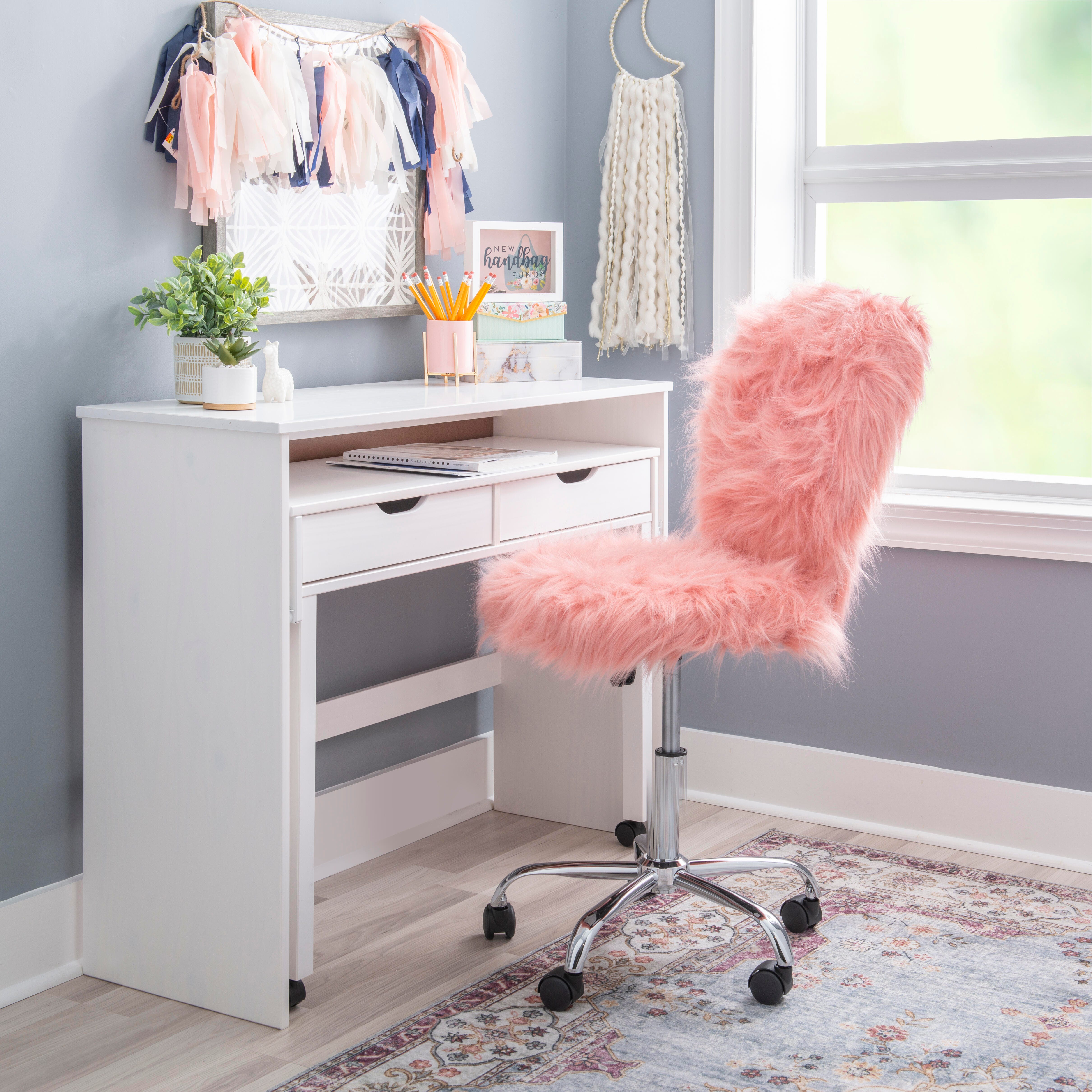Click here for Faux Fur Armless Office Chair  Light Pink prices