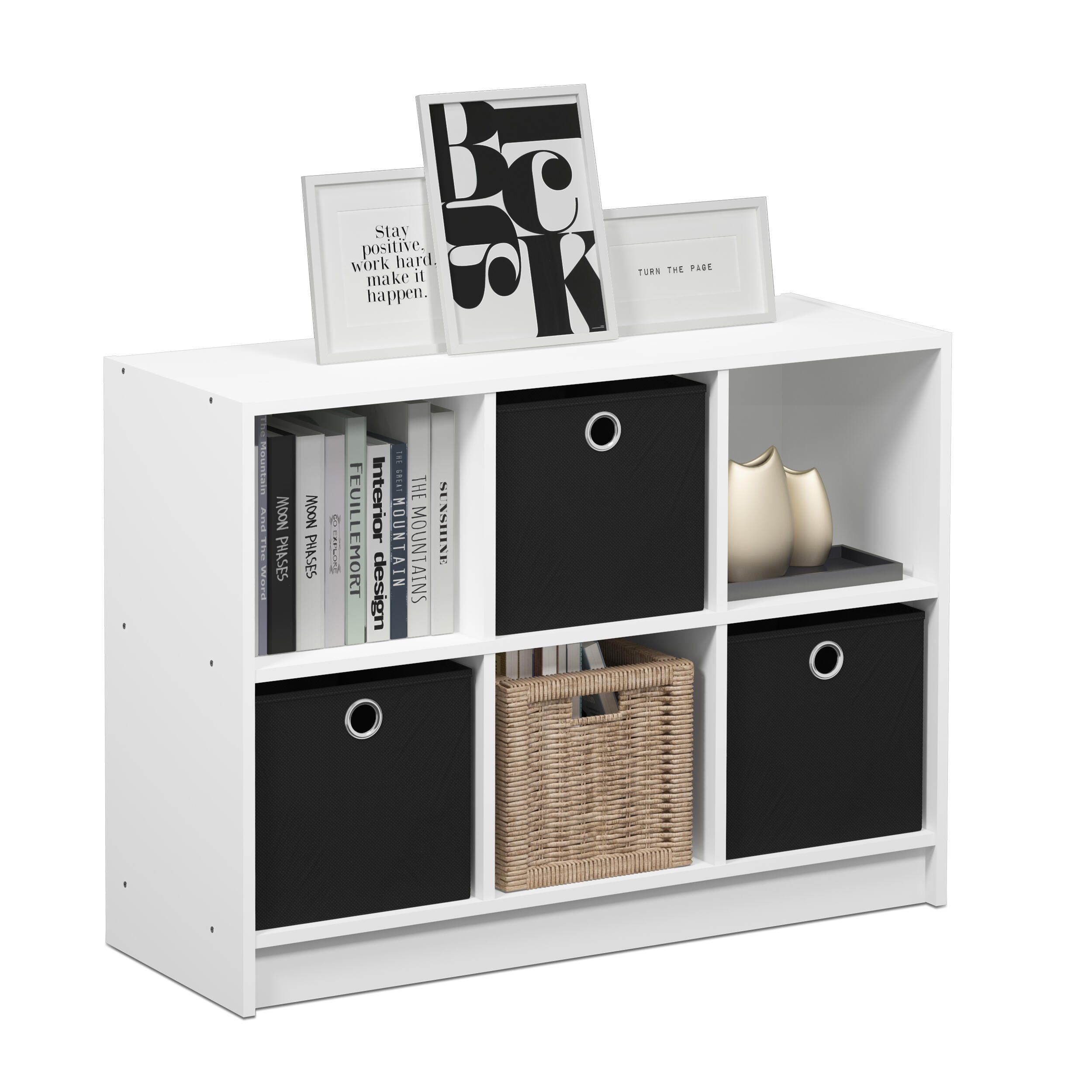 Click here for Furinno Basic Bookcase Storage with Bins  White/Bl... prices
