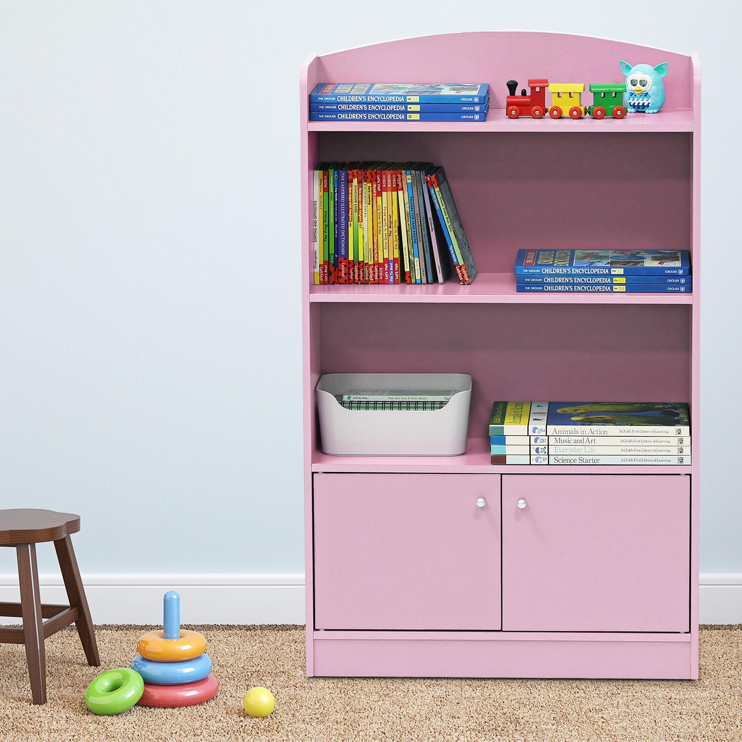 Click here for Furinno Lova Bookshelf with Storage Cabinet  Pink prices