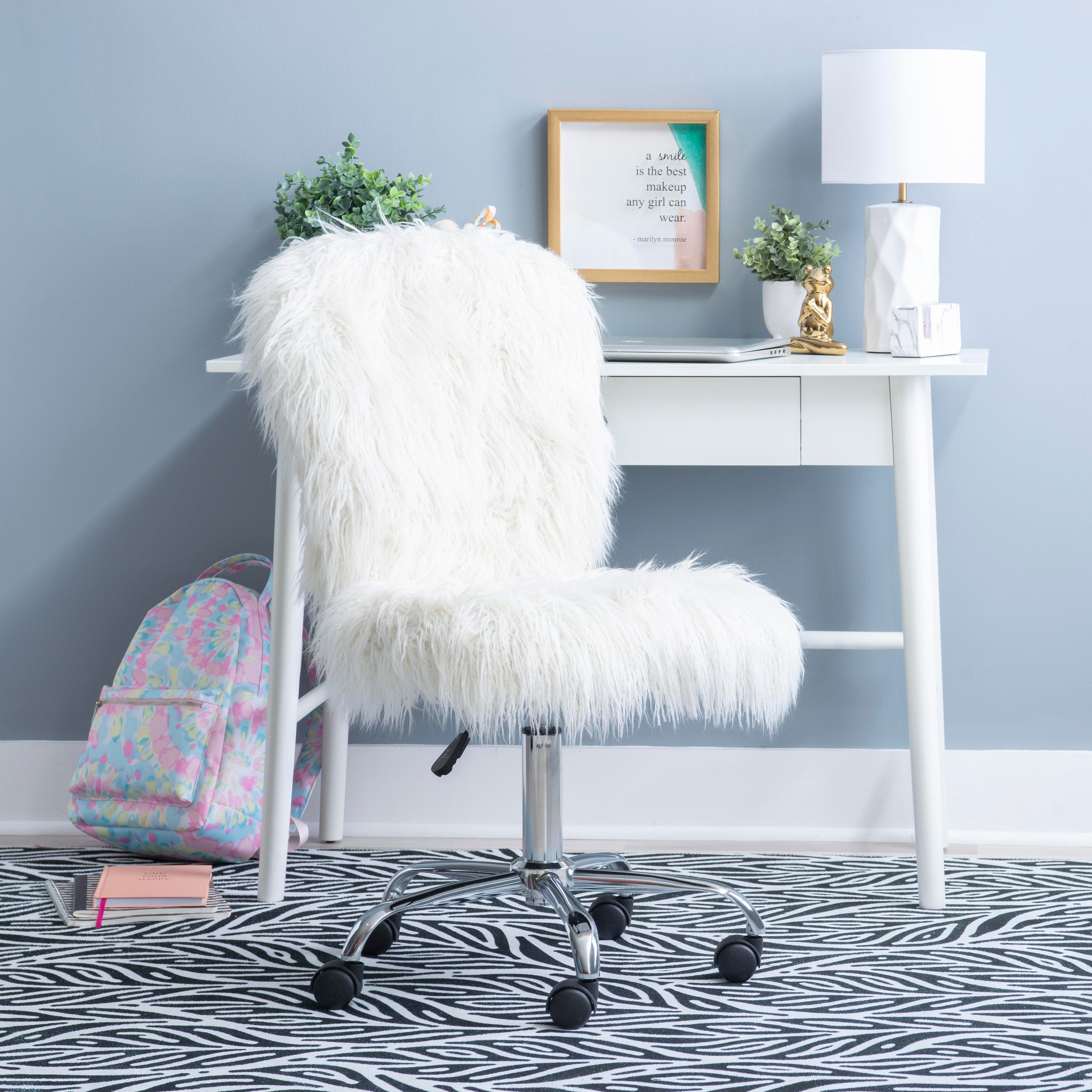 Click here for Faux Fur Armless Office Chair  White prices