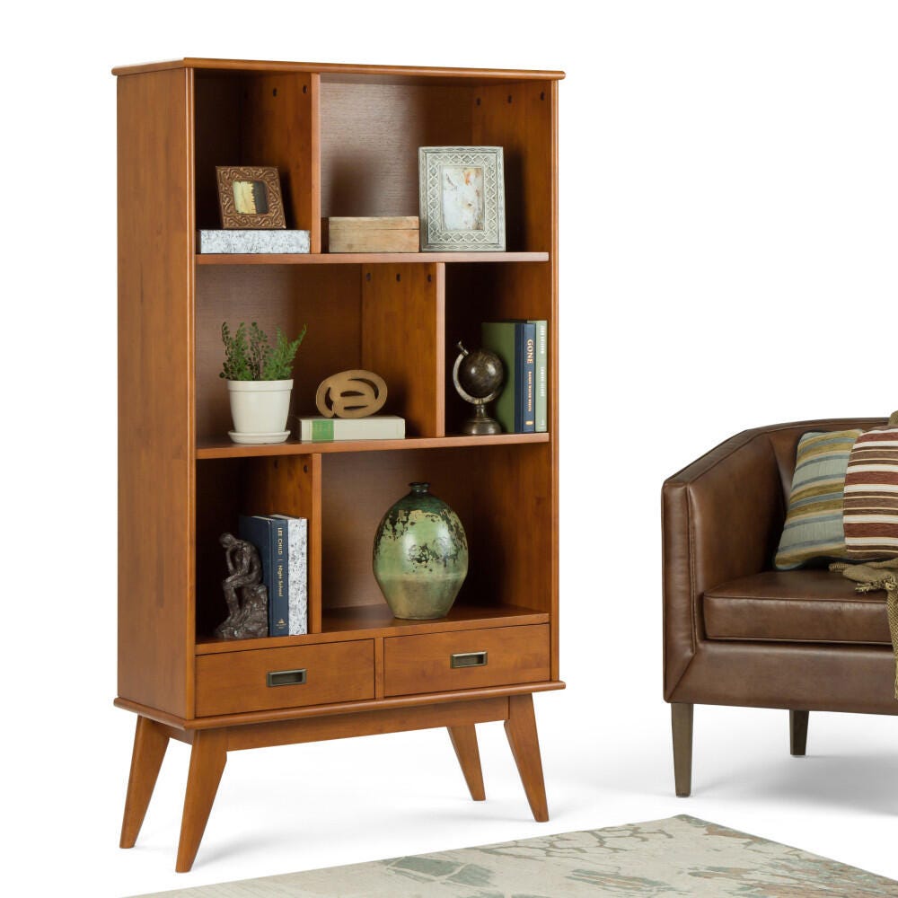 Click here for Simpli Home Draper Bookcase and Storage Unit  Teak... prices