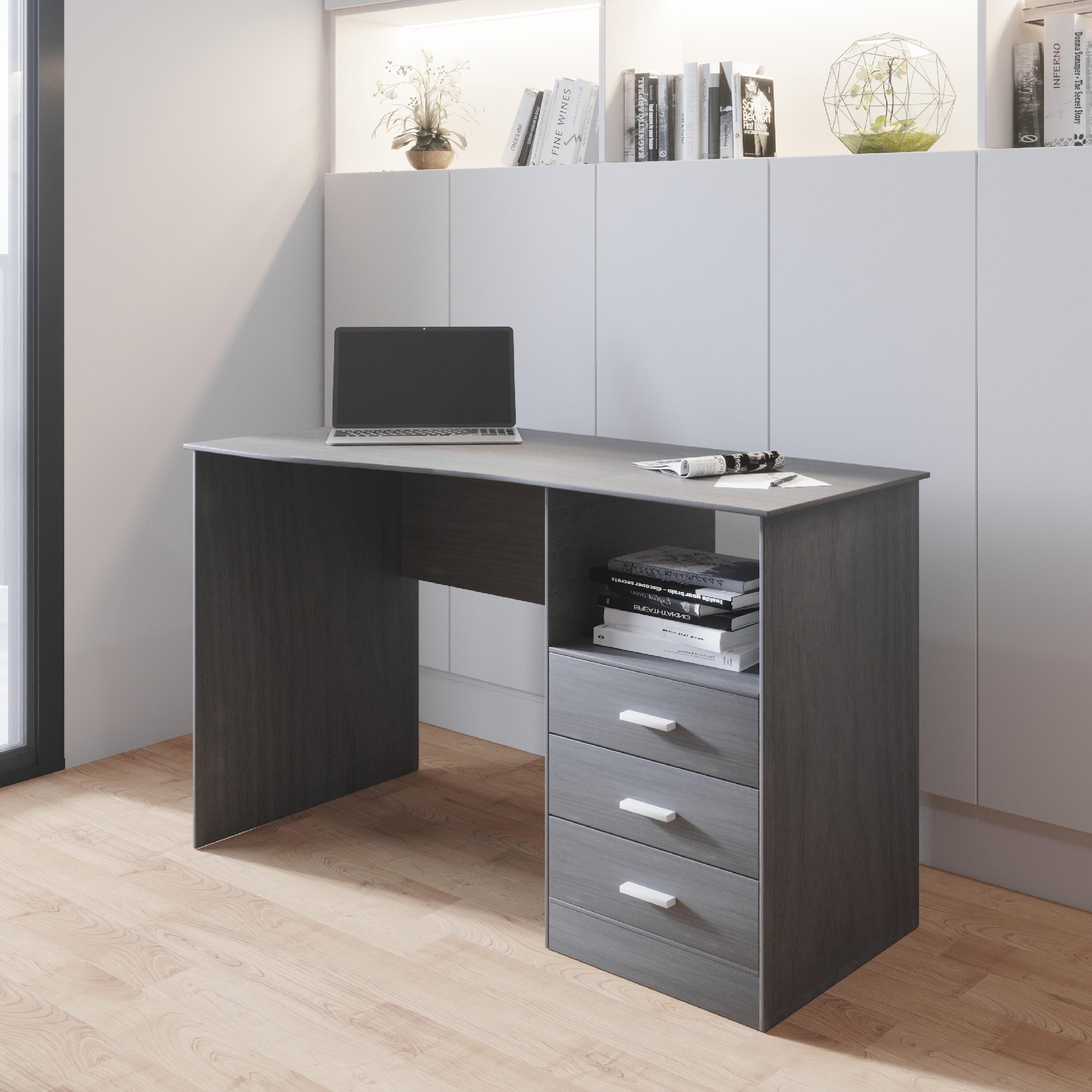 Click here for Techni Mobili Computer Desk with Drawers  Gray prices