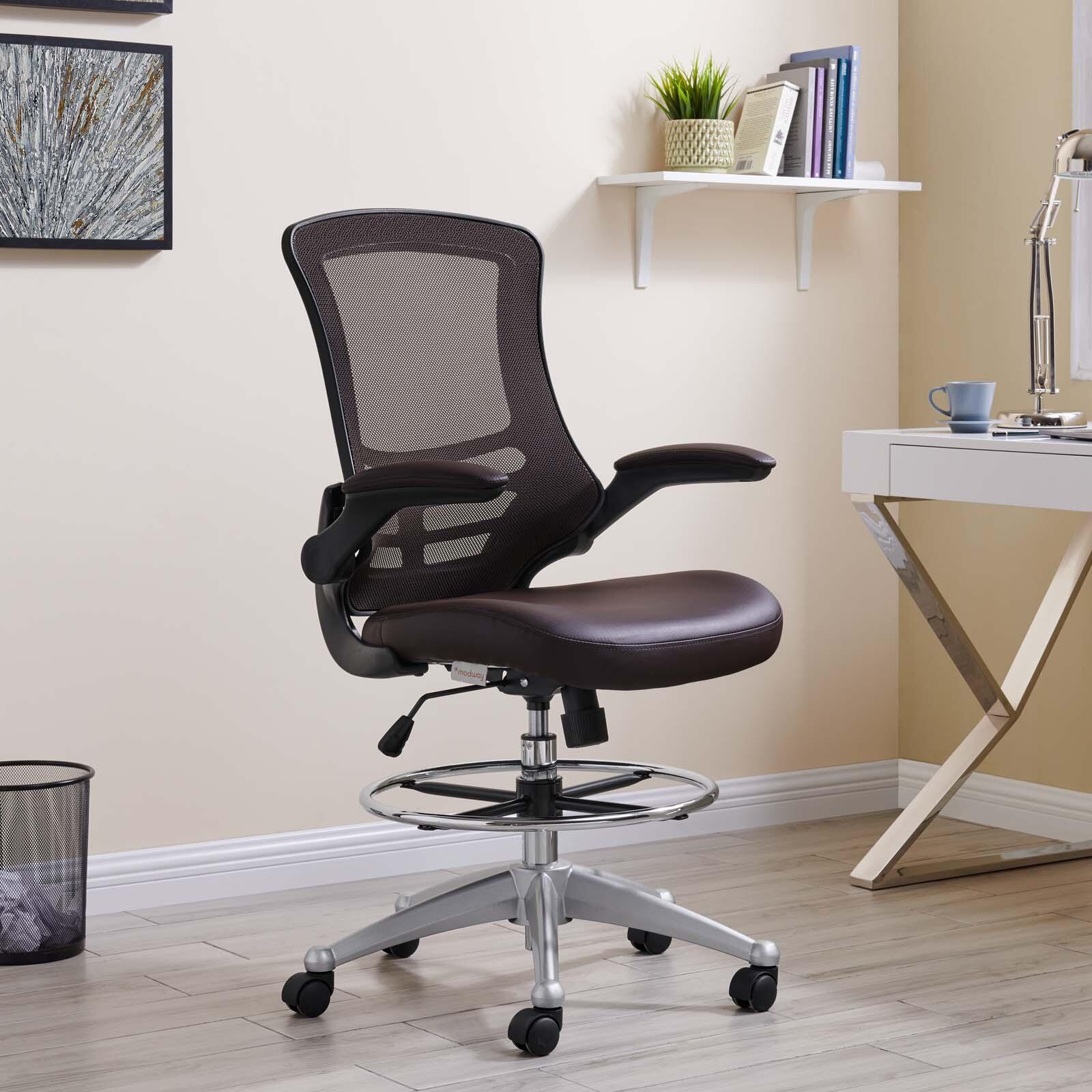 Click here for Modway Attainment Vinyl Drafting Chair  Brown prices