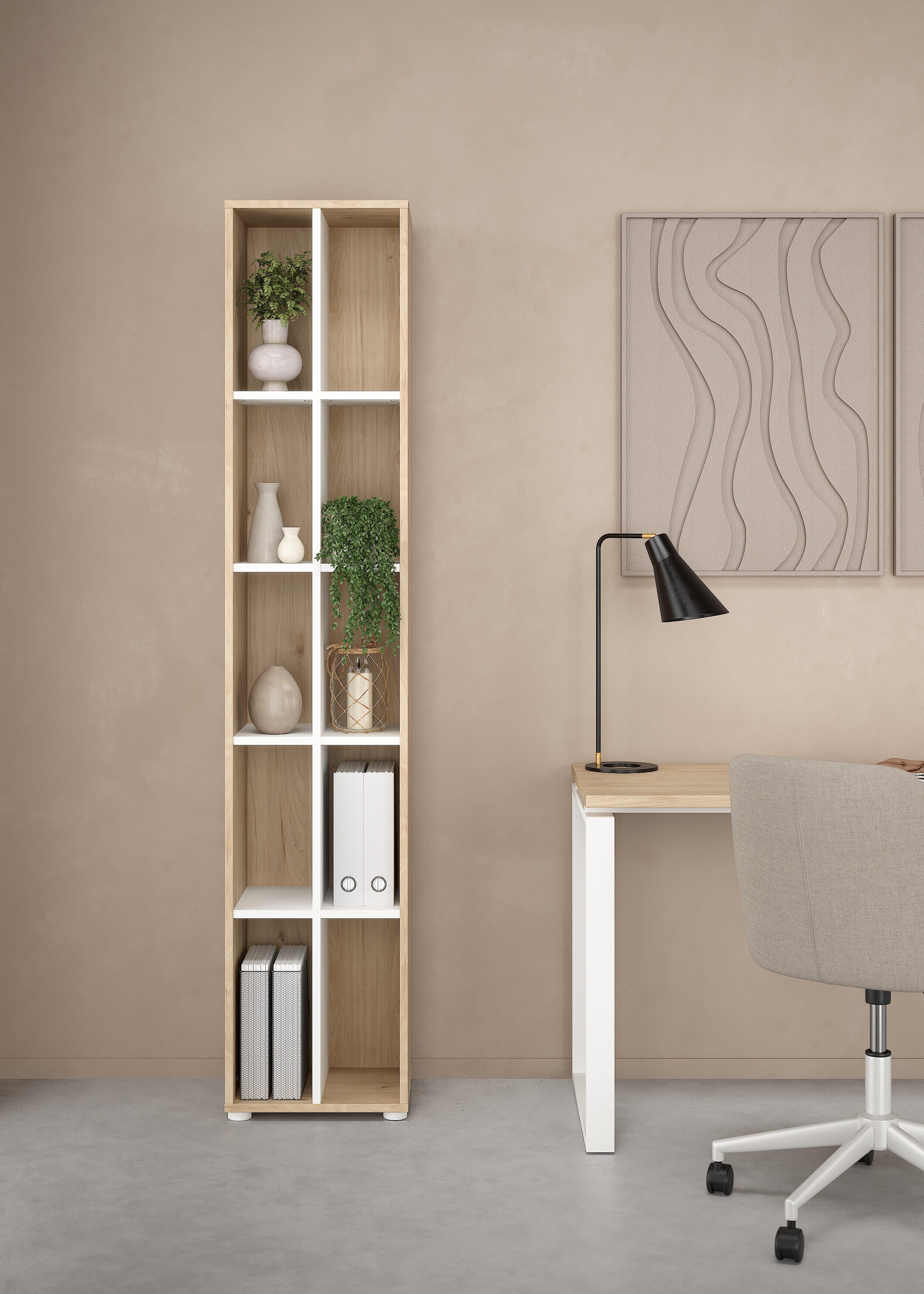 Click here for Sign 10 Shelf Narrow Bookcase  Jackson Hickory/Whi... prices