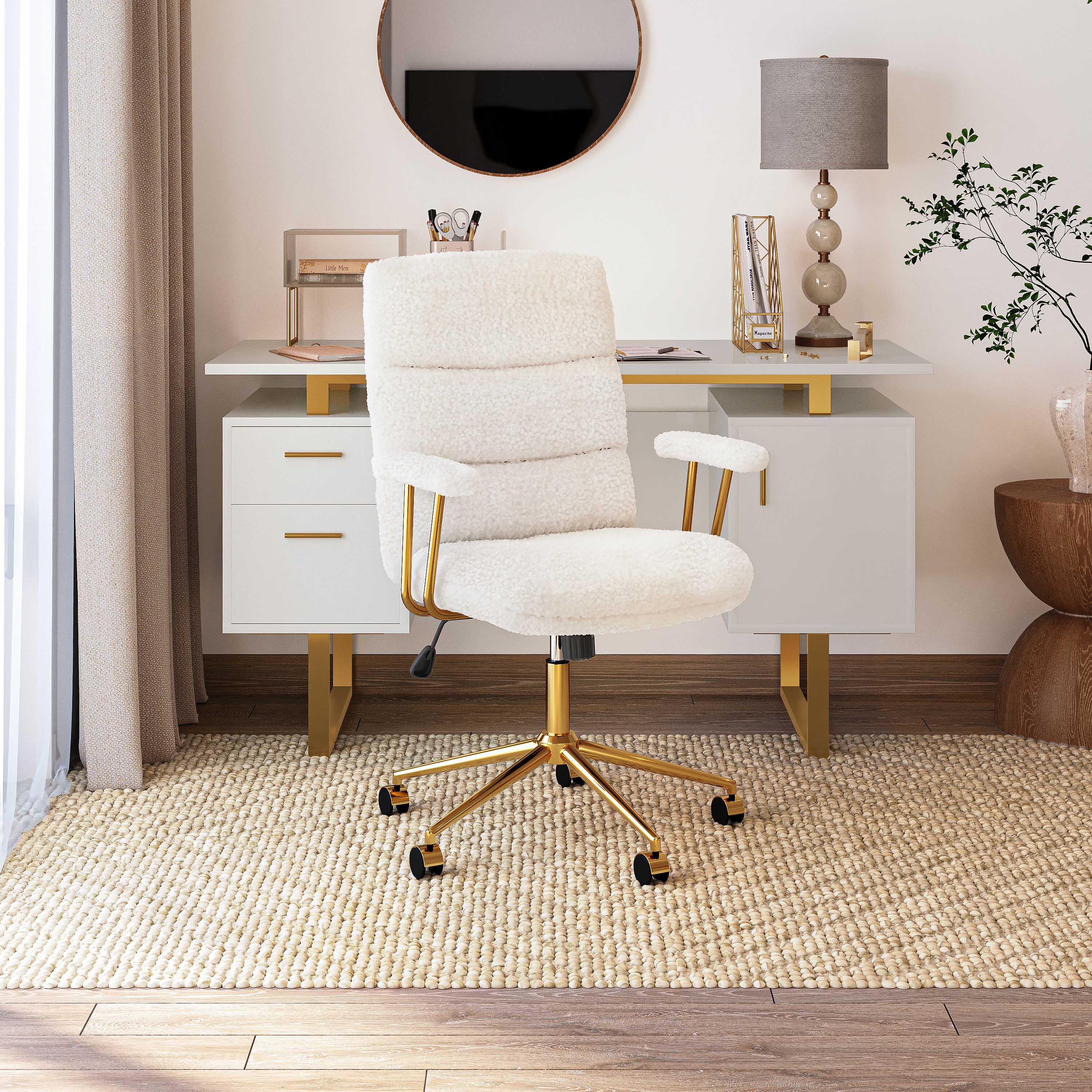 Click here for Techni Mobili Home Office Desk Chair  White/Gold prices