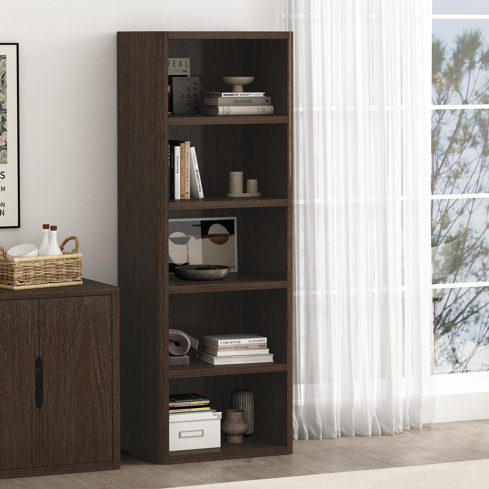 Click here for Manhattan Comfort Rivington 79 Open Bookcase  Dark... prices