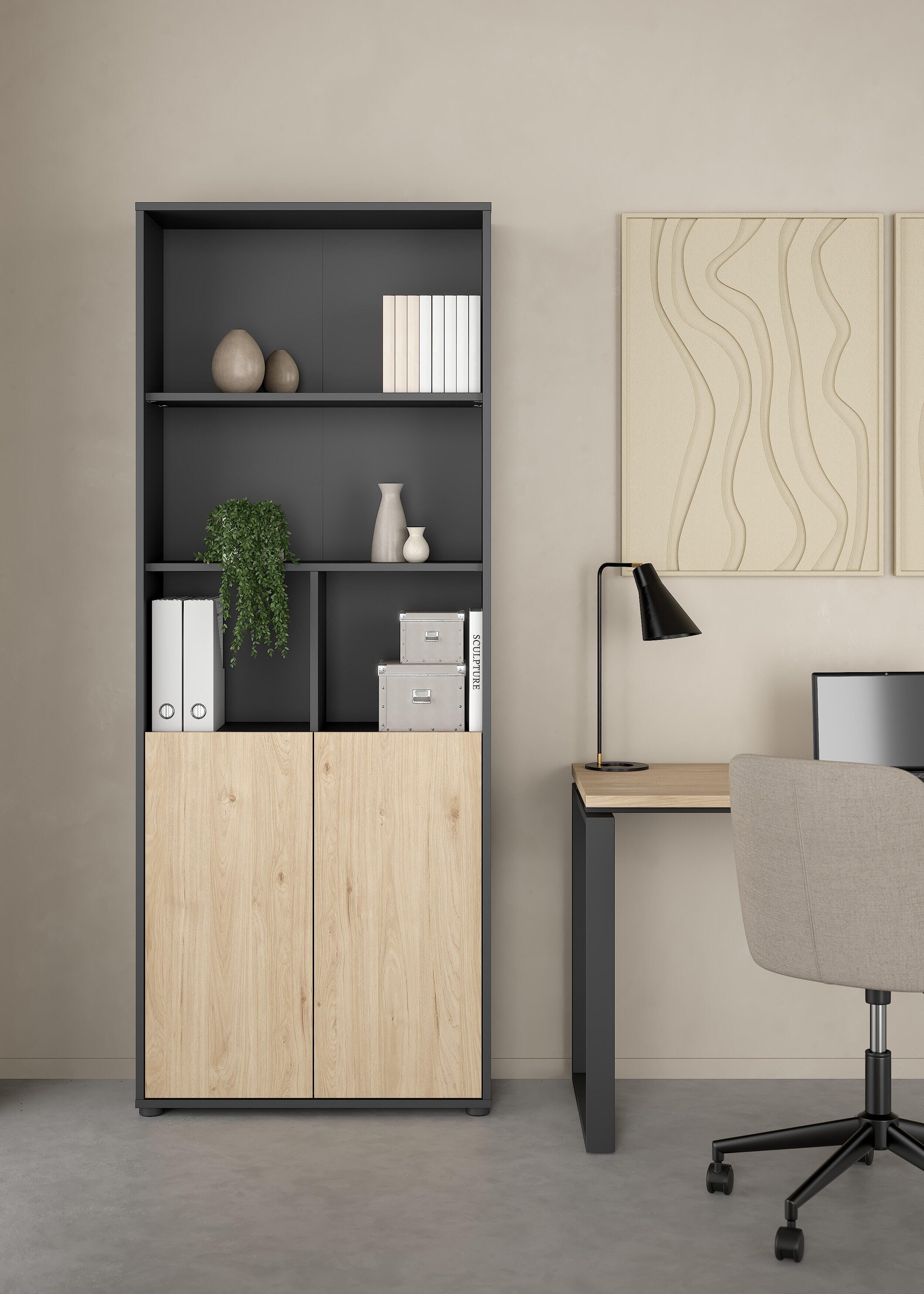 Click here for Tvilum Sign 80 Bookcase  Gray/Jackson Hickory prices