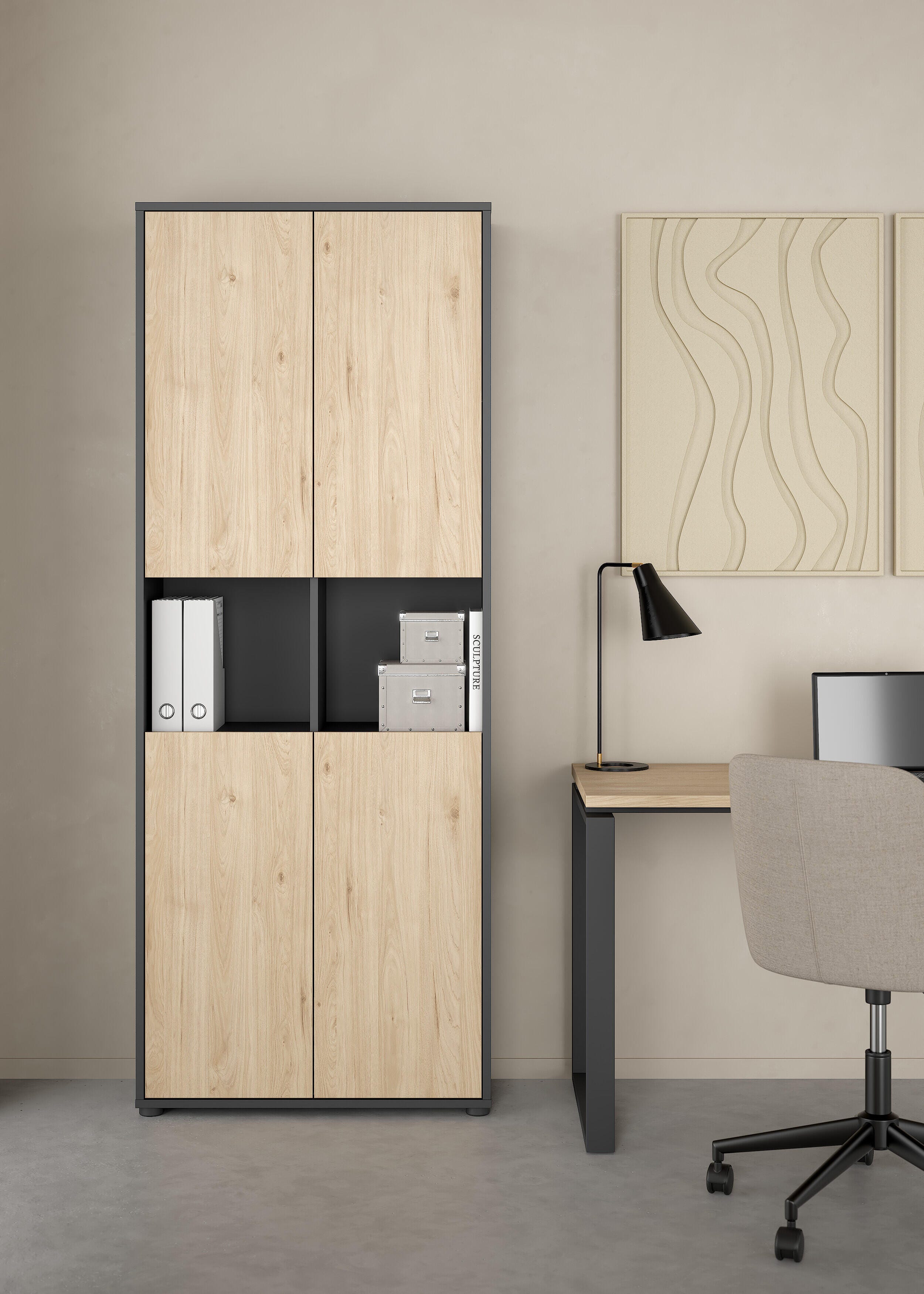 Click here for Tvilum Sign 80 Bookcase  Gray/Jackson Hickory prices