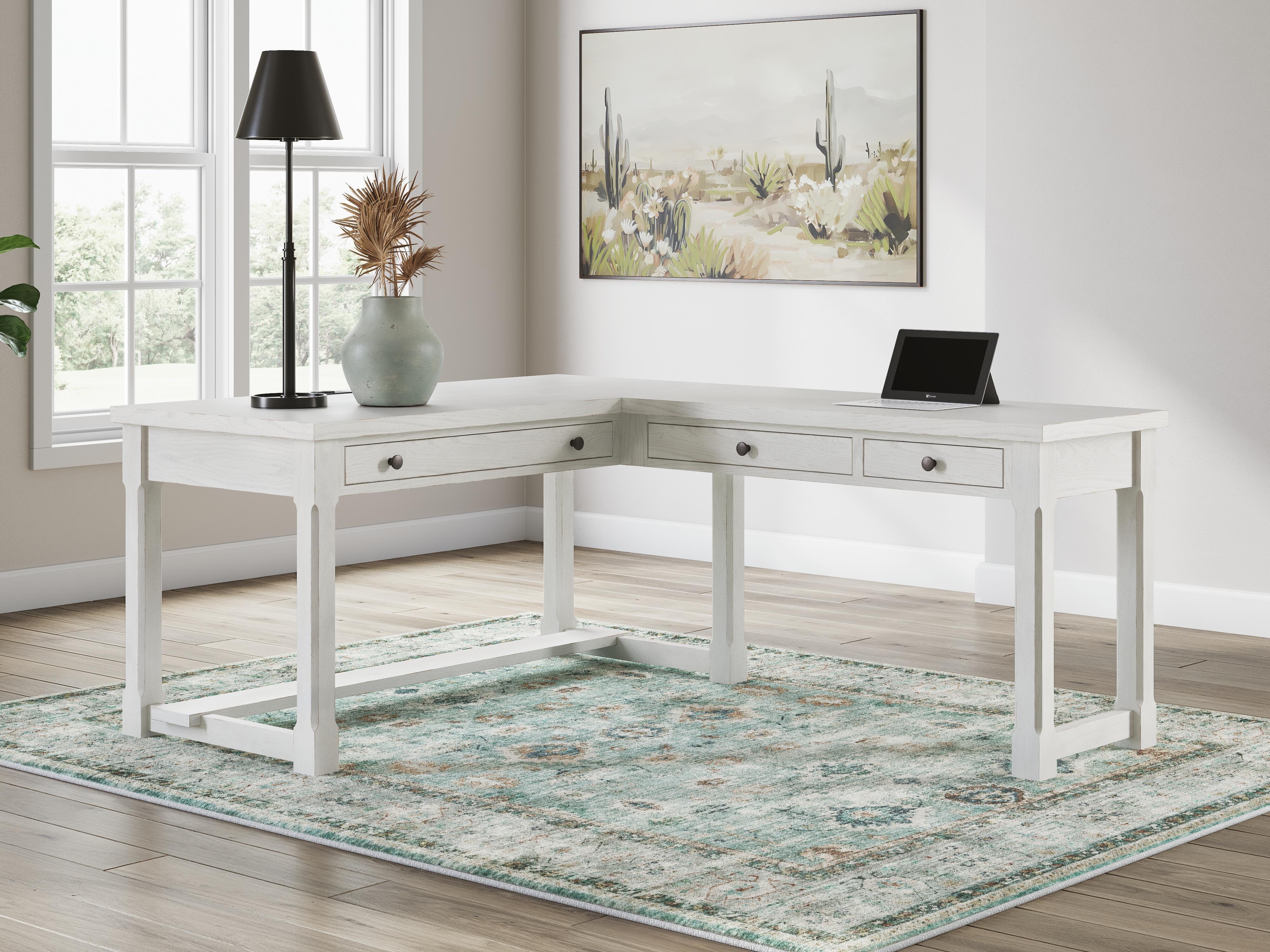 Click here for Robbinsdale L-Shaped Home Office Desk  Antique Whi... prices