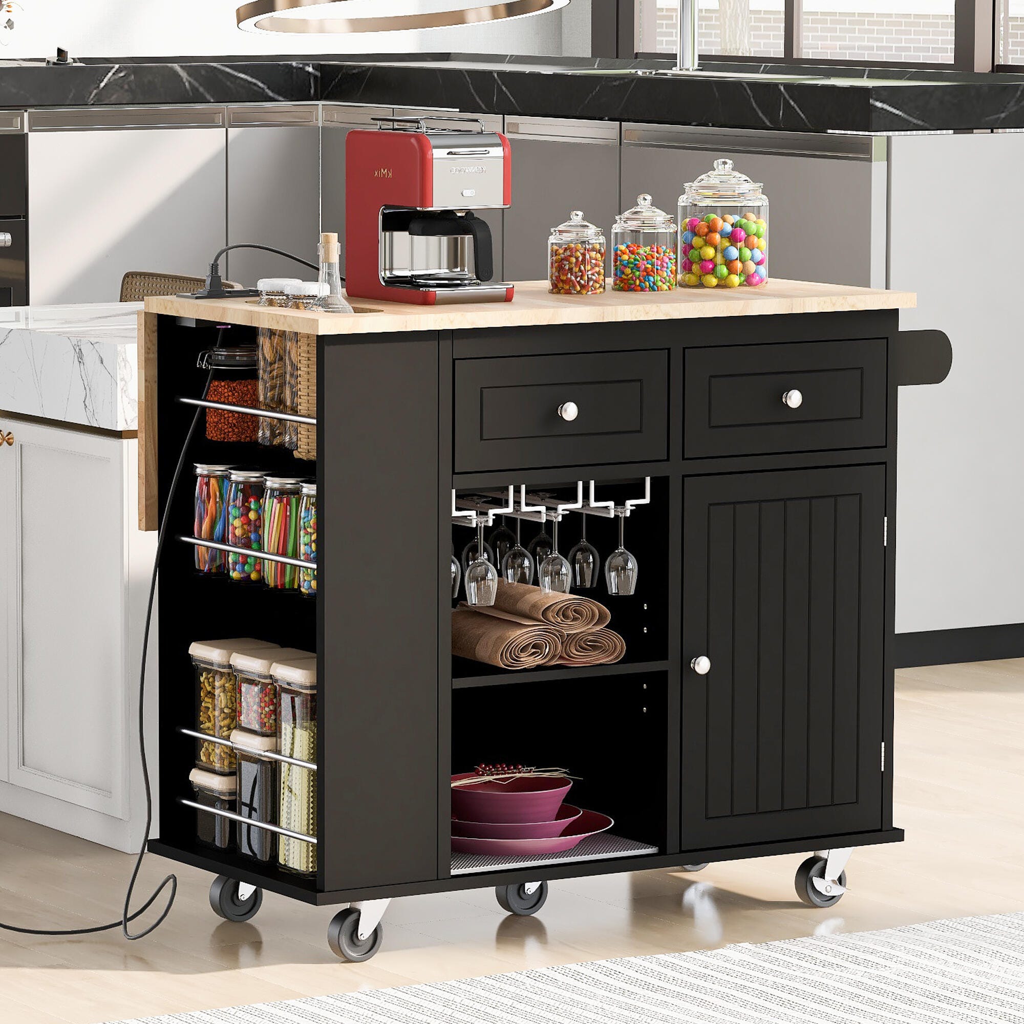 Click here for Dovelina Zenyra Kitchen Island  Black prices