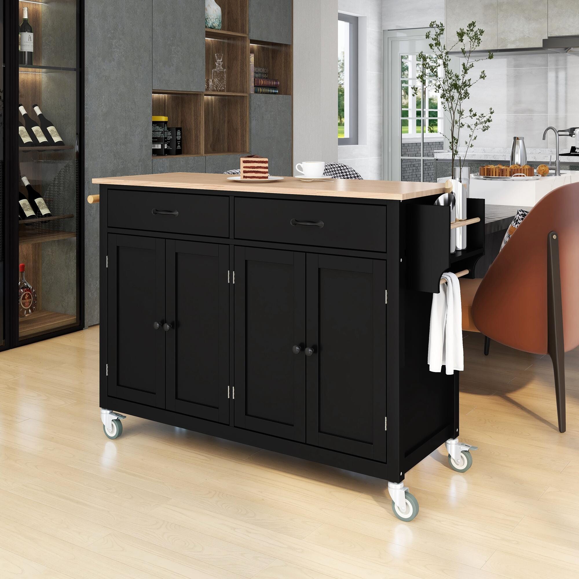 Click here for Dovelina Kiopy Kitchen Island Cart with Solid Wood... prices