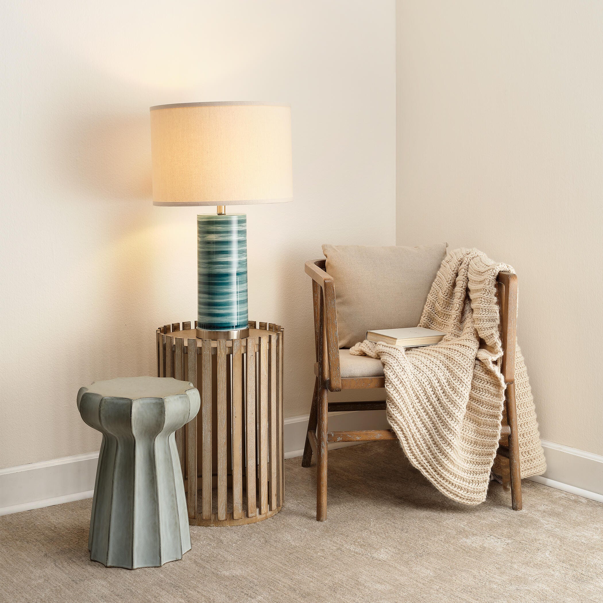 Click here for Home Accents Swirling Glass Casey Table Lamp  Turq... prices