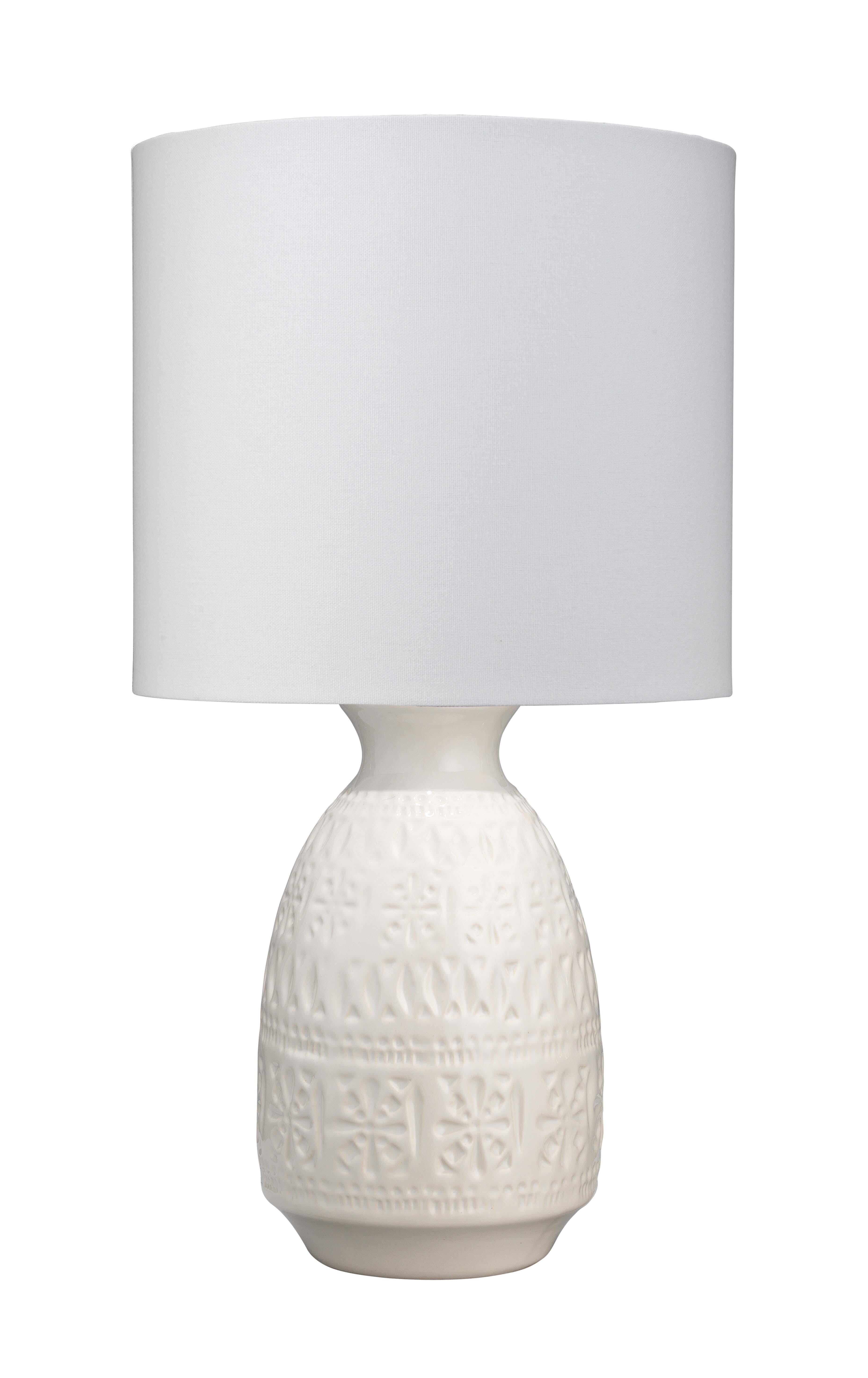 Click here for Frieze Table Lamp in White Ceramic with Drum Shade... prices