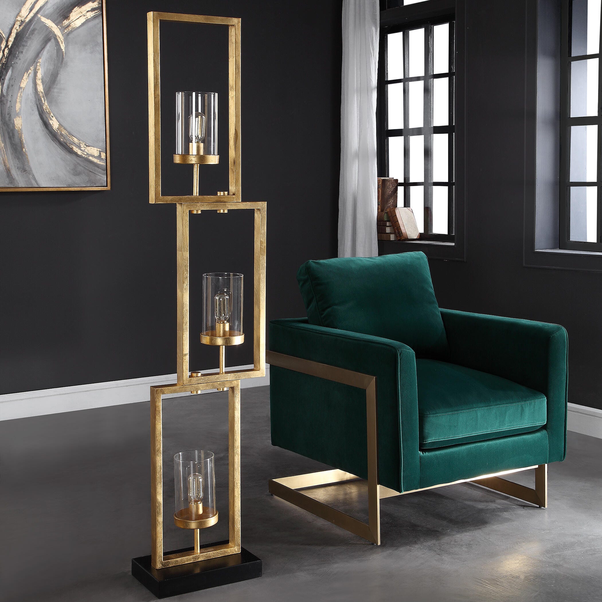 Click here for Cielo Staggered Rectangles Floor Lamp  Gold prices
