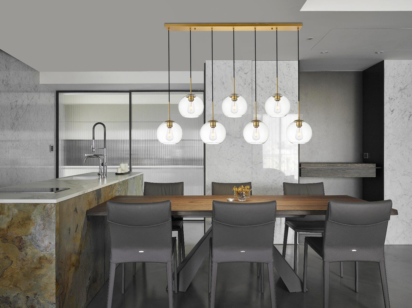 Click here for Living District Baxter 7 Lights Brass Pendant w/ C... prices