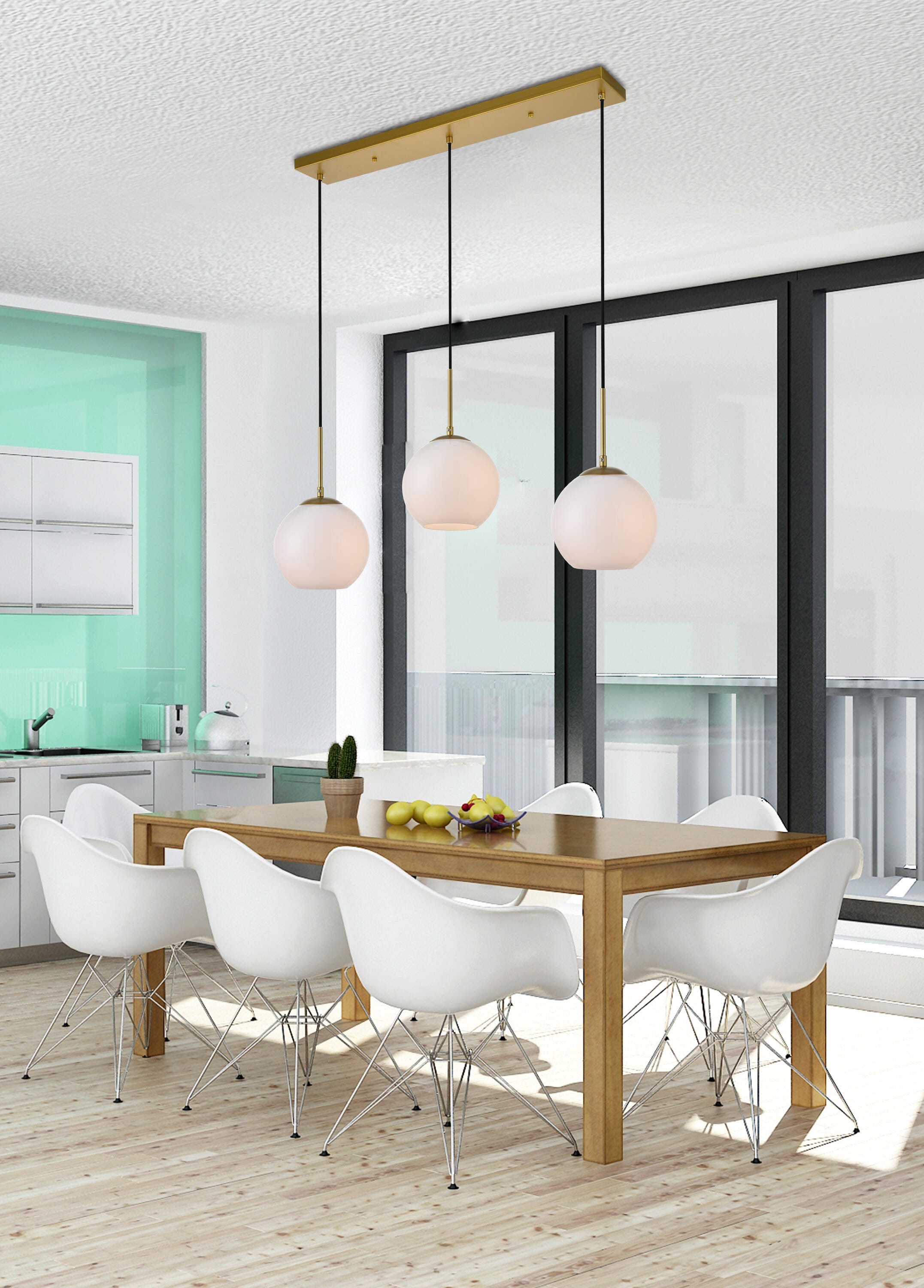 Click here for Living District Baxter 3 Lights Brass Pendant w/ F... prices