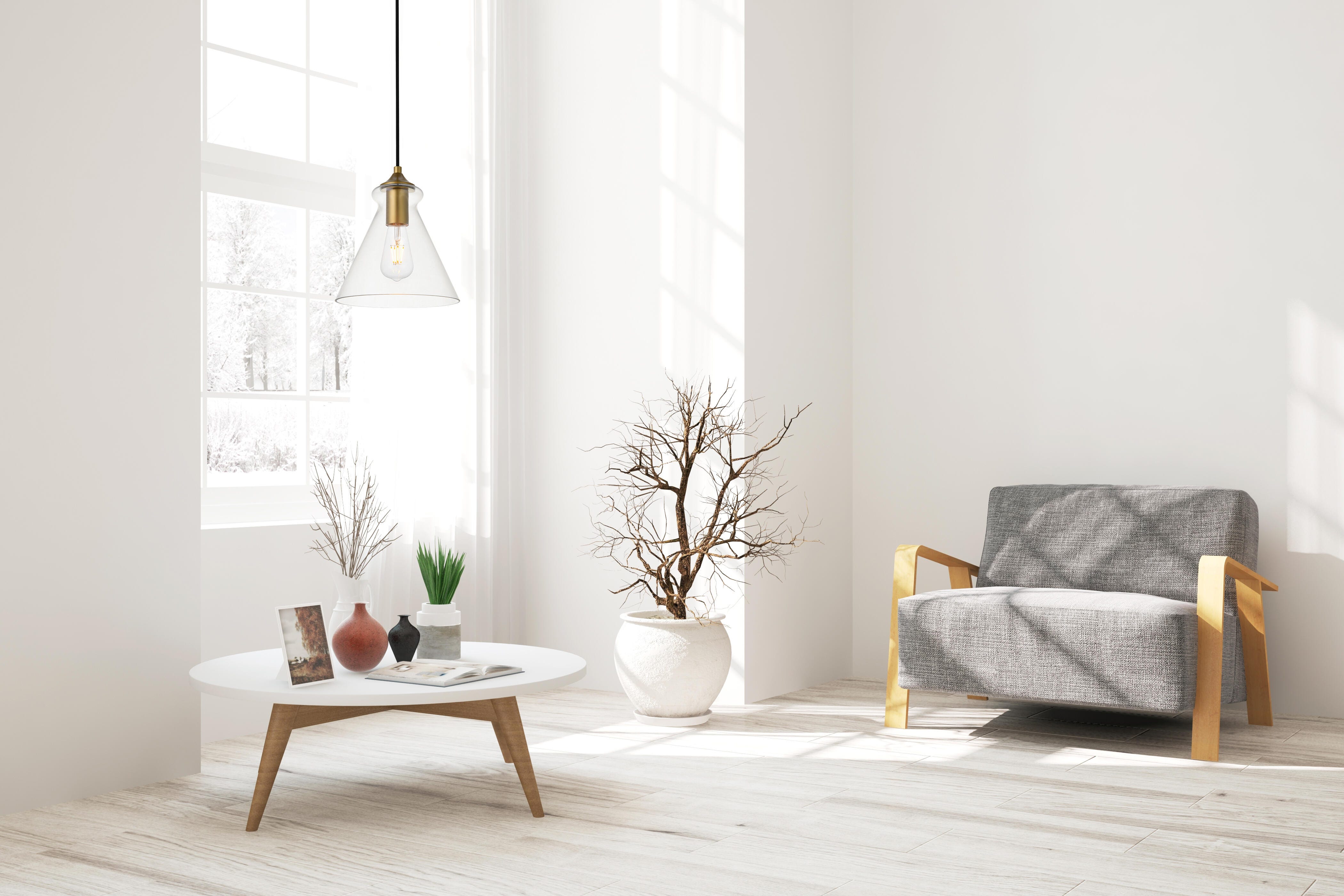 Click here for Living District Destry 1 Light Brass Pendant w/ Cl... prices