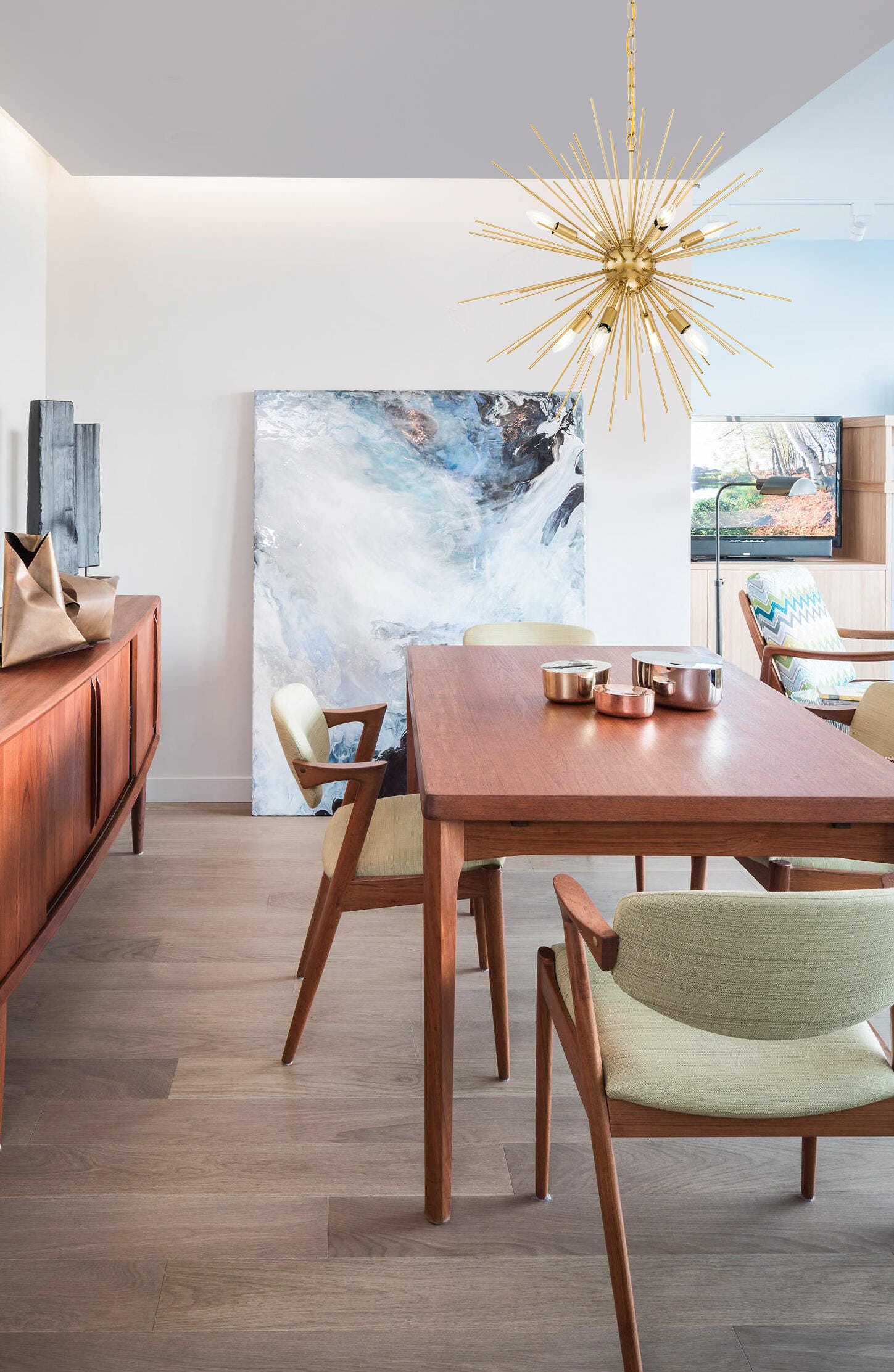 Click here for Living District Timber 8 Light Brass Pendant prices