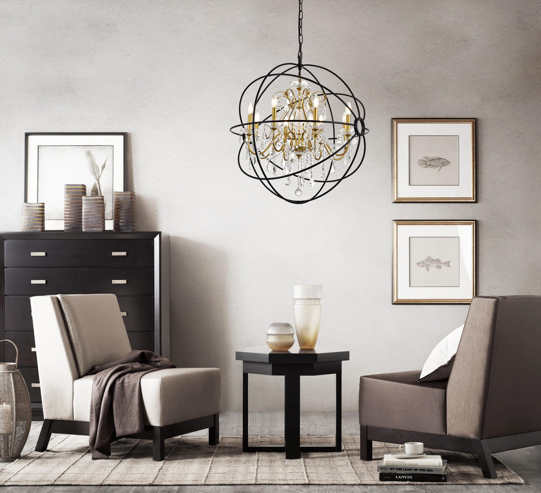 Click here for Living District Cordelia 8 Light Black And Gold Cr... prices