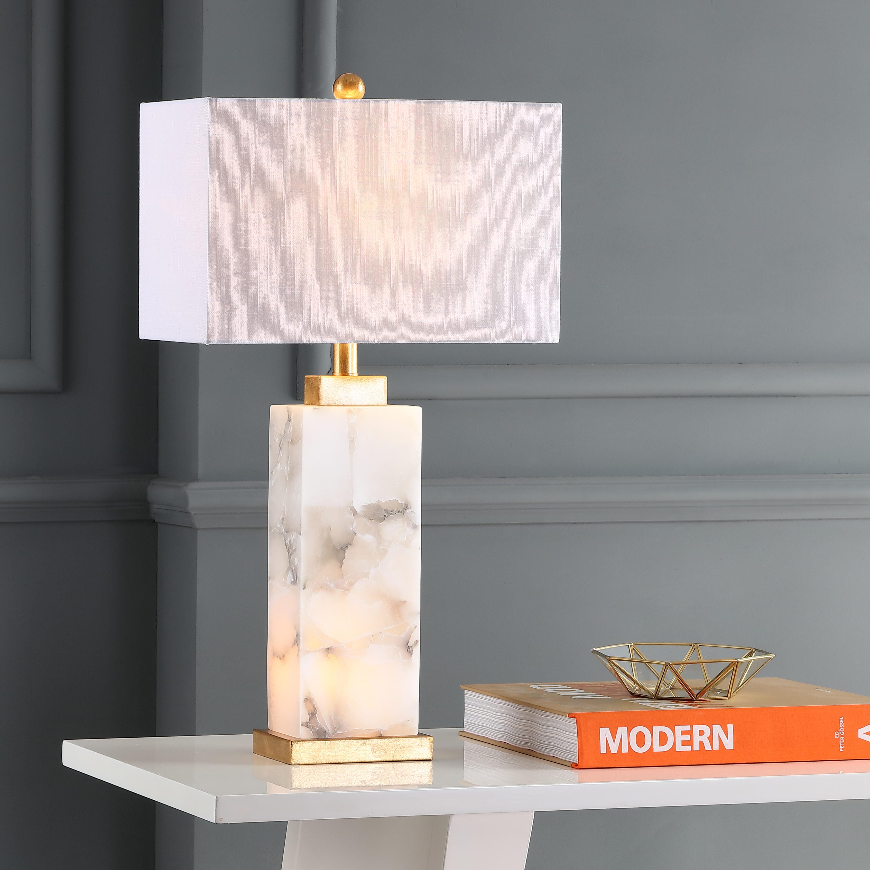 Click here for Jonathan Y Elizabeth Alabaster LED Table Lamp  Whi... prices
