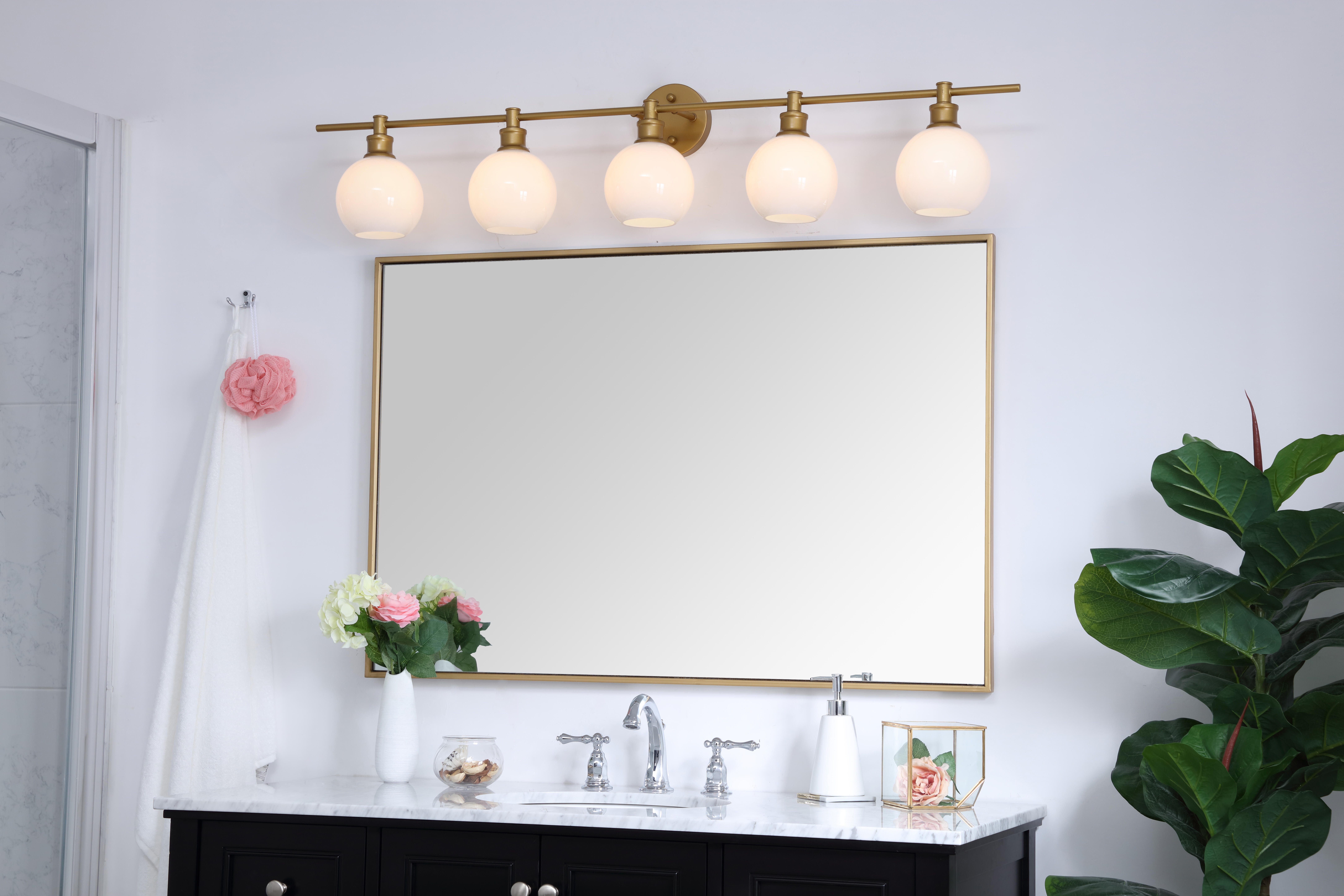 Click here for Collier 5 Light Brass And Frosted White Glass Wall... prices