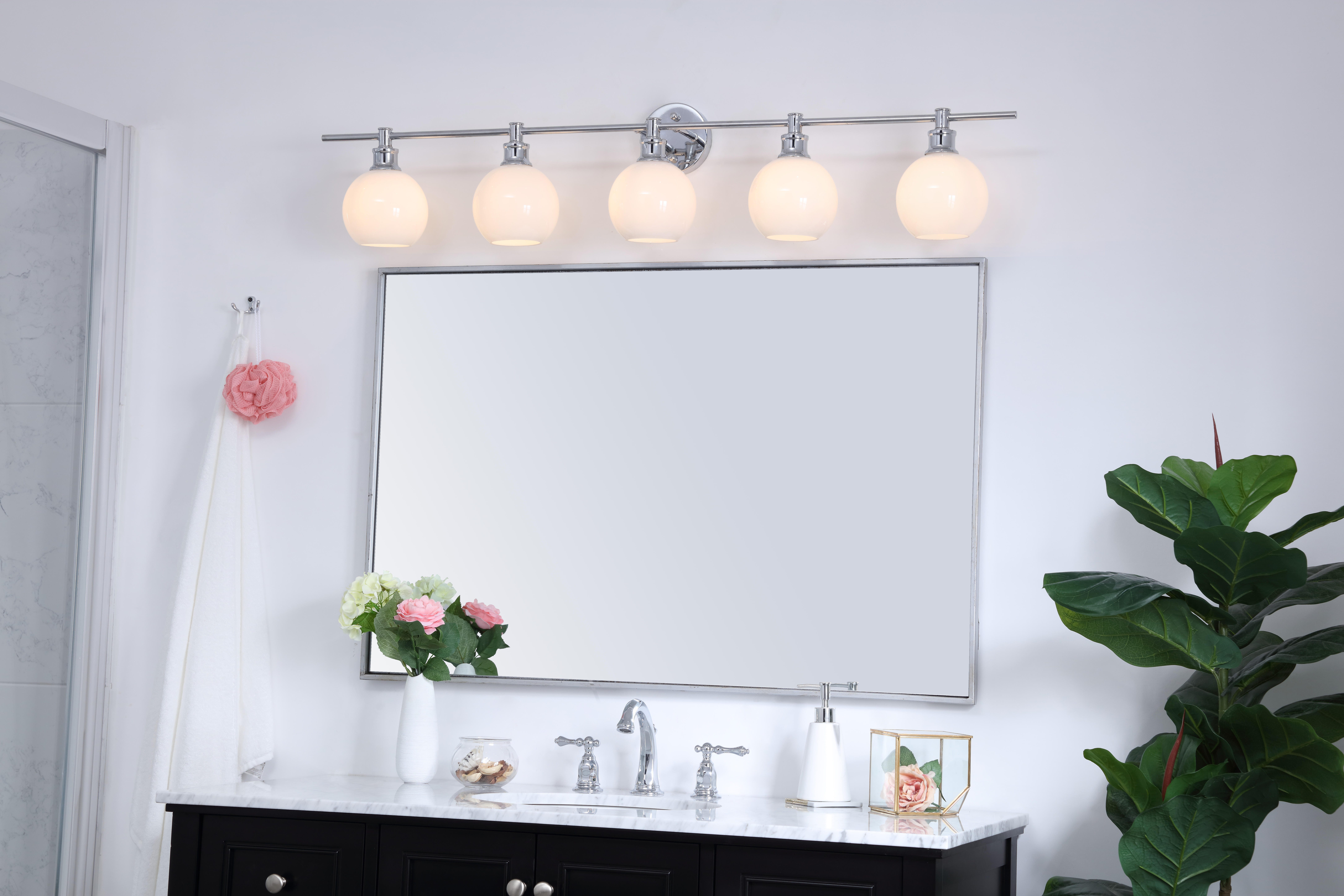 Click here for Collier 5 Light Chrome And Frosted White Glass Wal... prices