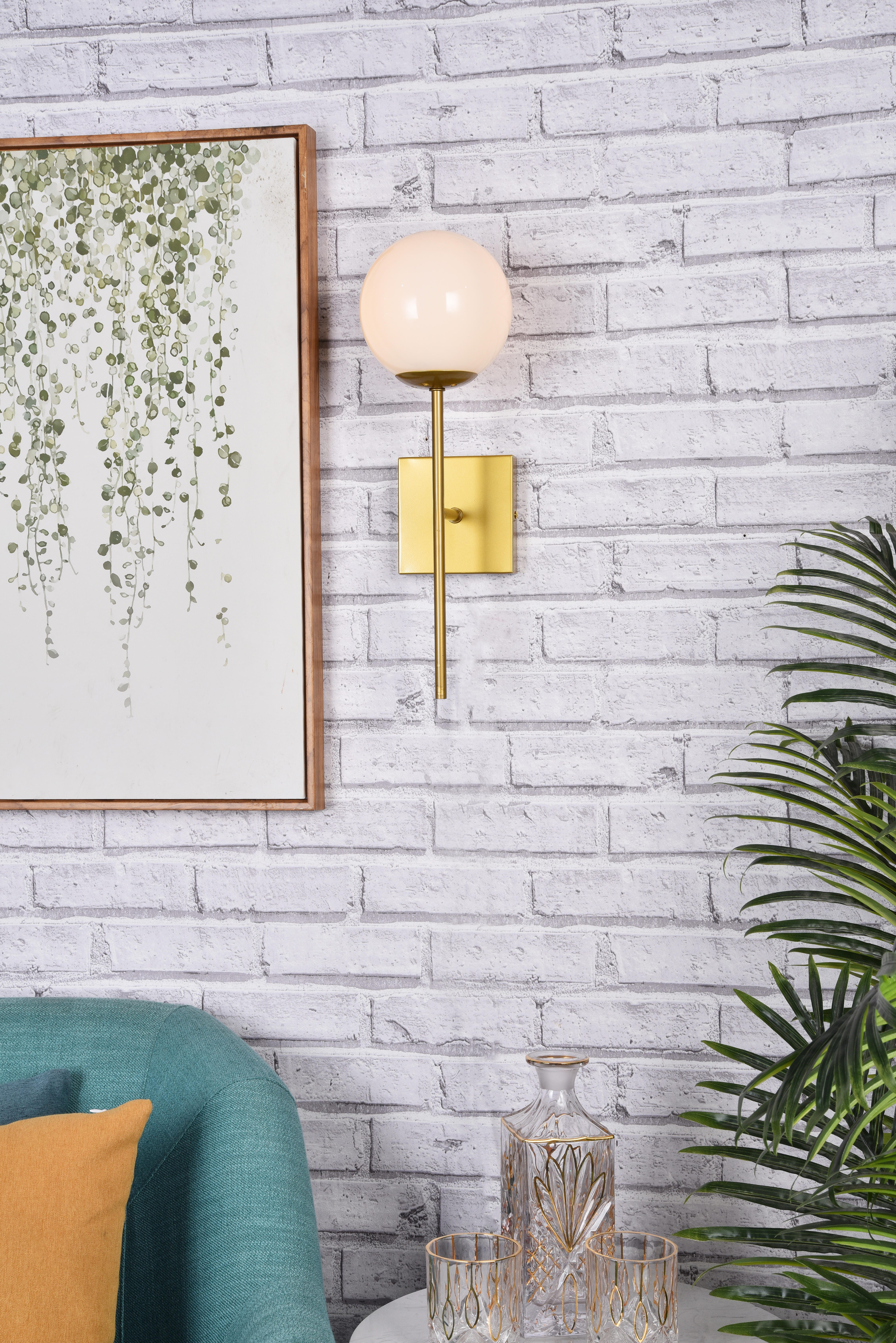 Click here for Neri 1 Light Brass And White Glass Wall Sconce prices