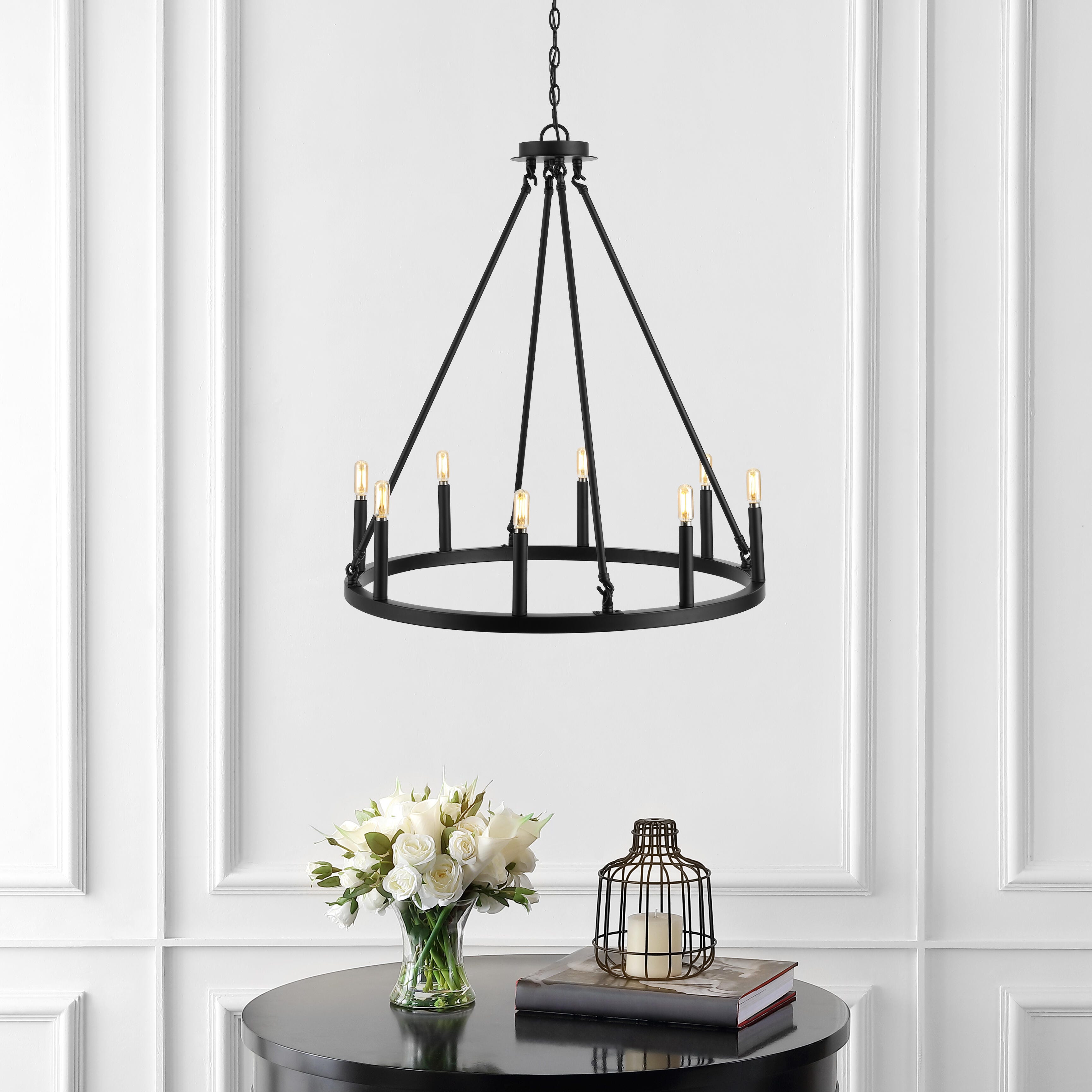 Click here for Jonathan Y 8-Light Ring LED Chandelier  Black prices
