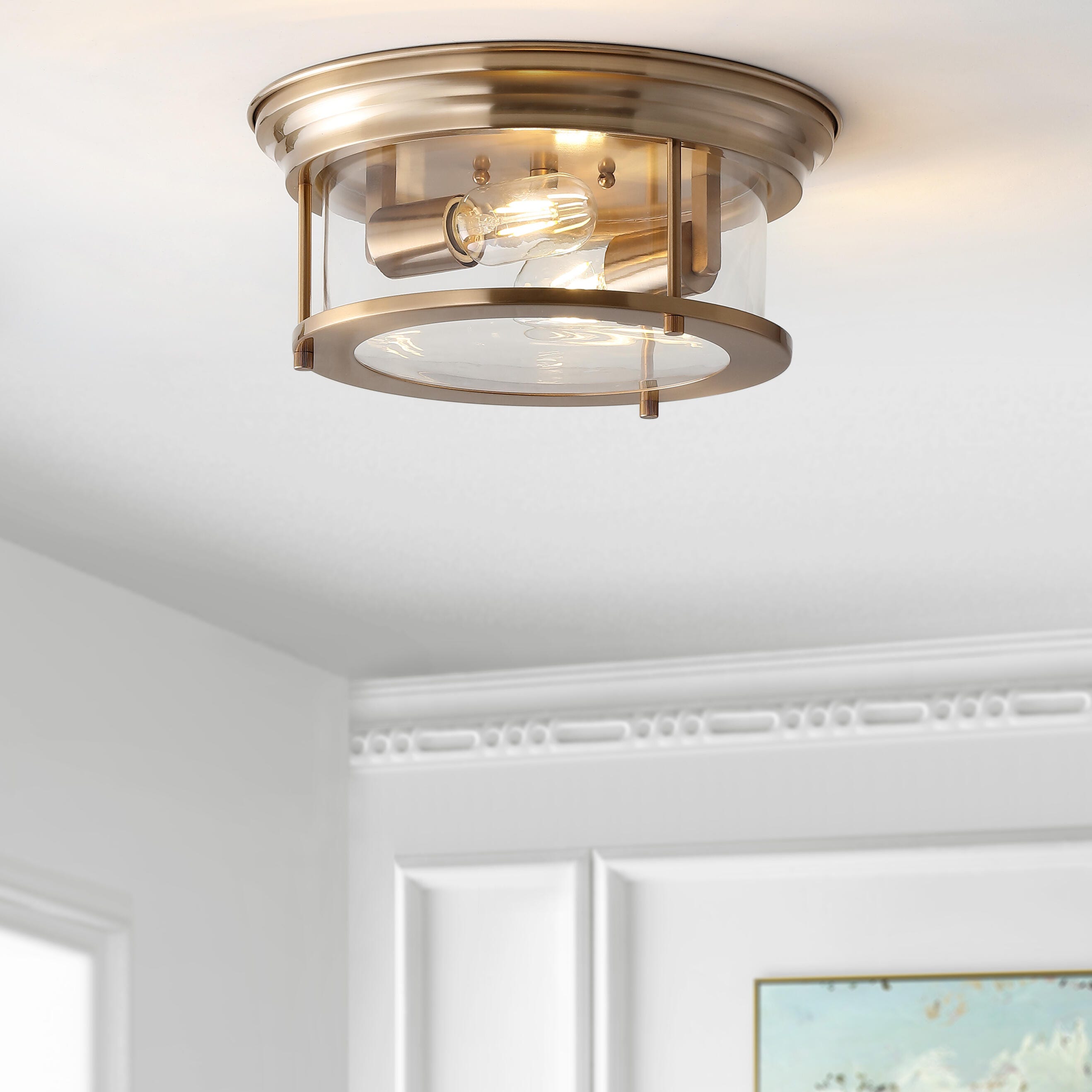 Click here for Jonathan Y Lauren 2-Light Flush Mount Light  Brass... prices
