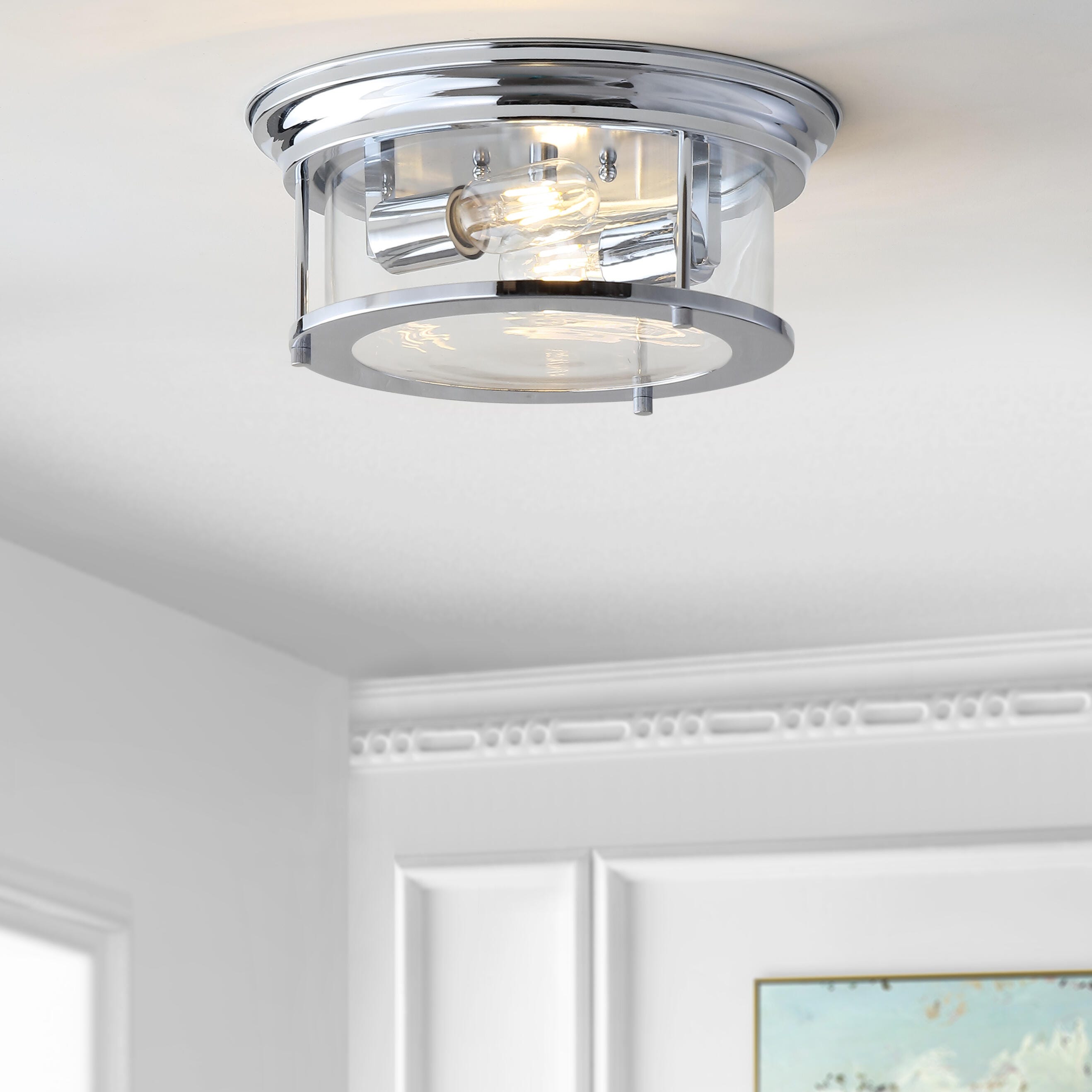 Click here for Jonathan Y Lauren 2-Light Flush Mount Light  Chrom... prices