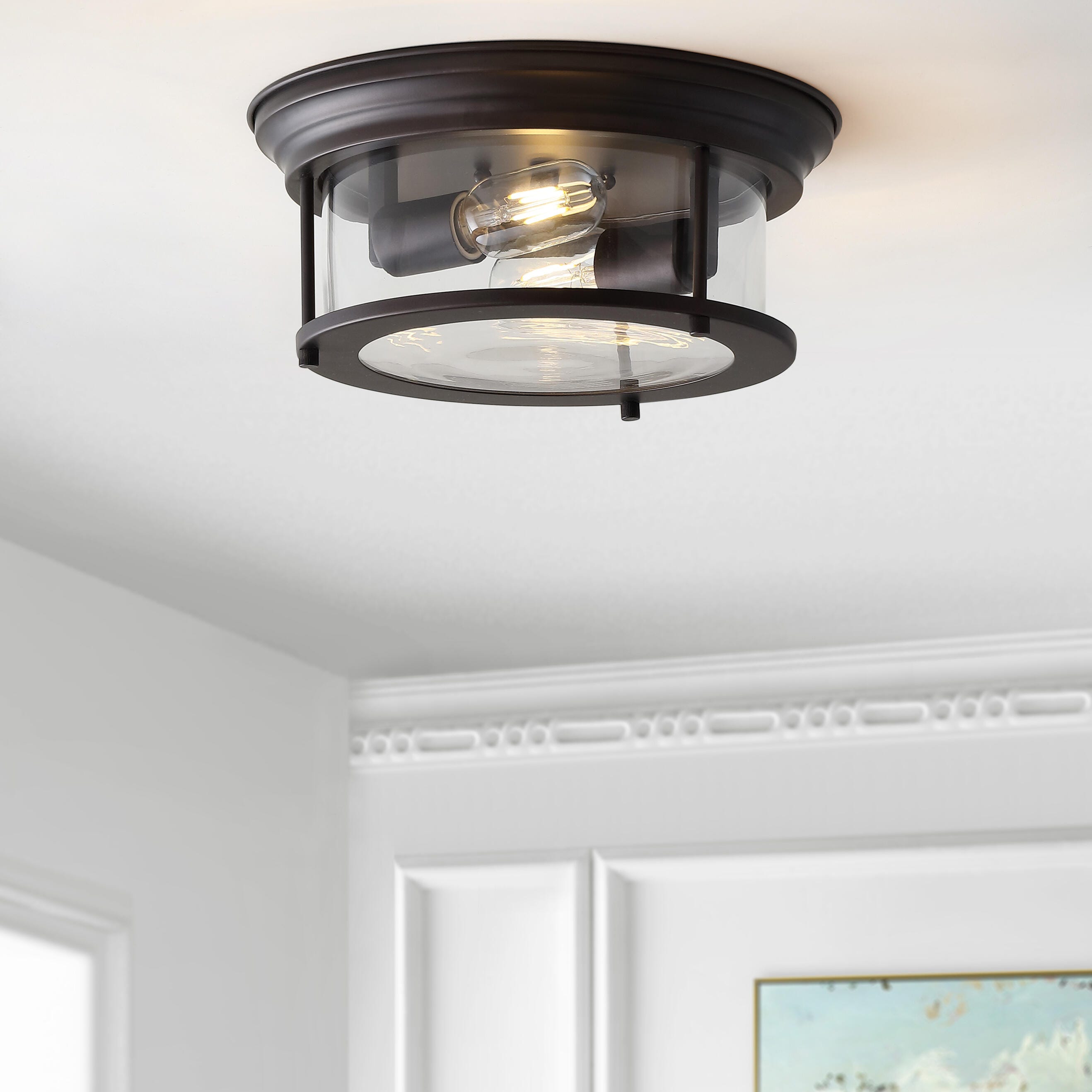 Click here for Jonathan Y Lauren 2-Light Flush Mount Light  Bronz... prices